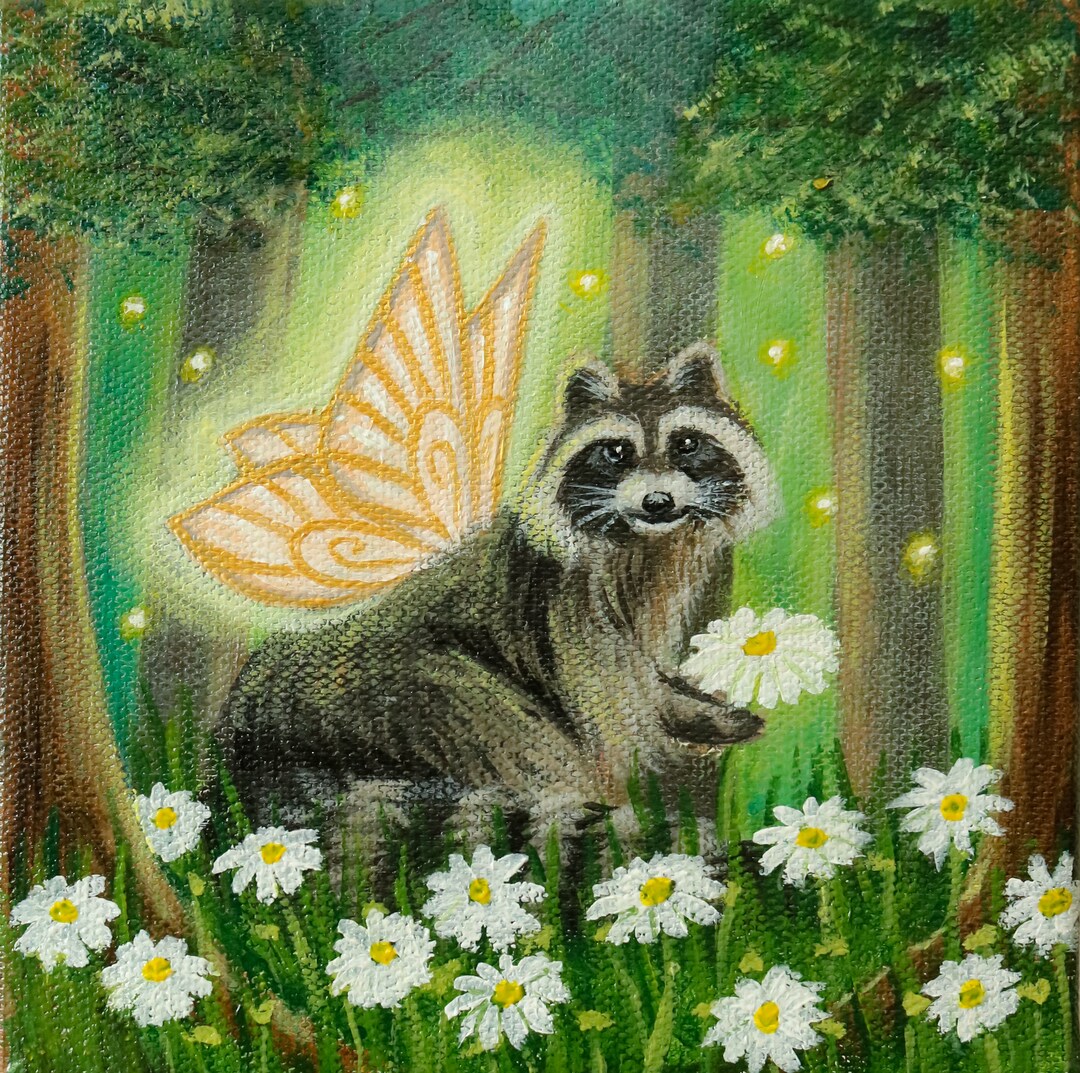 Raccoon Fairy Art Print - Animal Art, Forest Animal, Fairy Animal ...