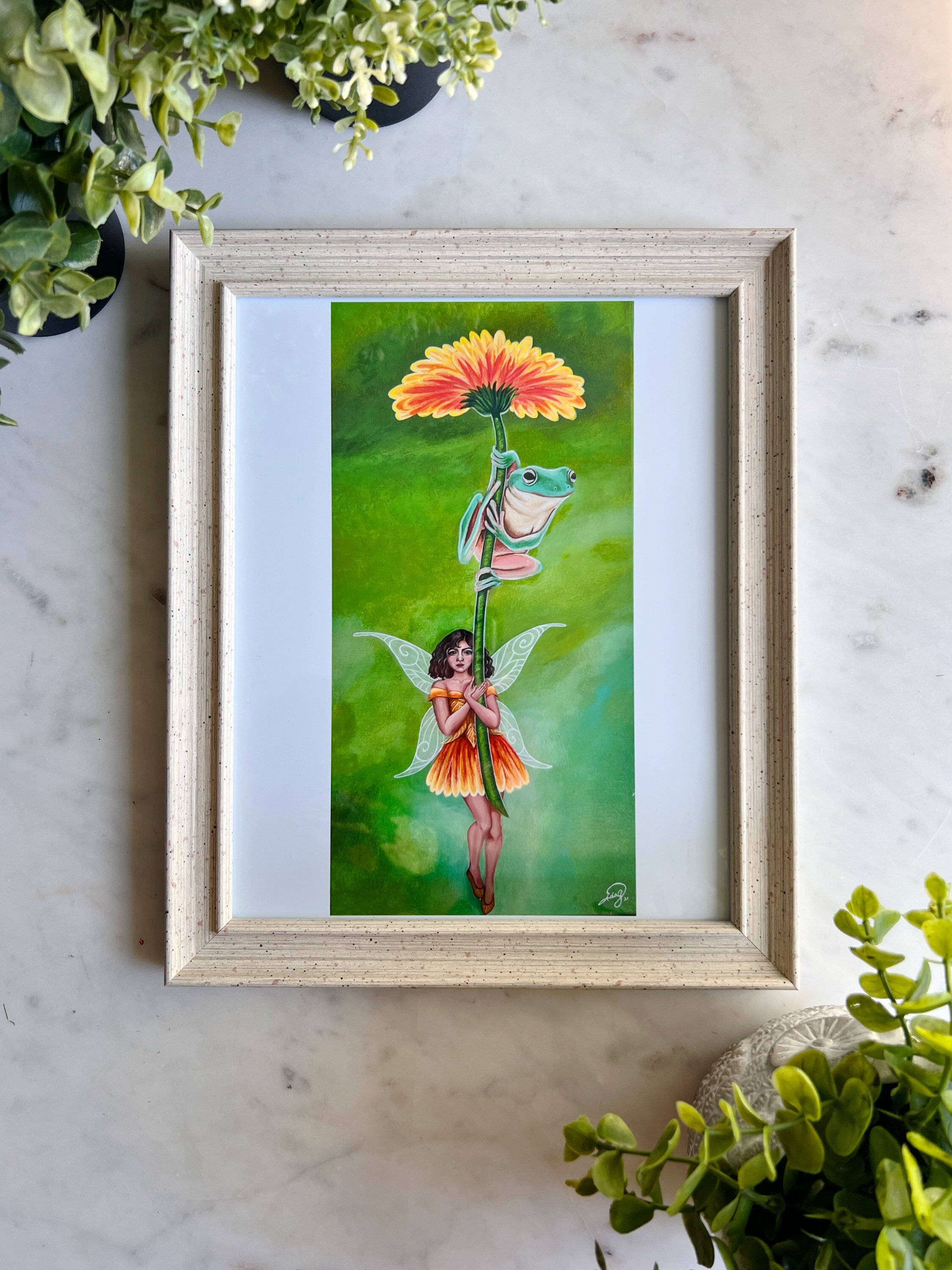Fairy Art Print ~daisy Fairy and the Frog~ Fairy Art, Whimsical Faerie ...