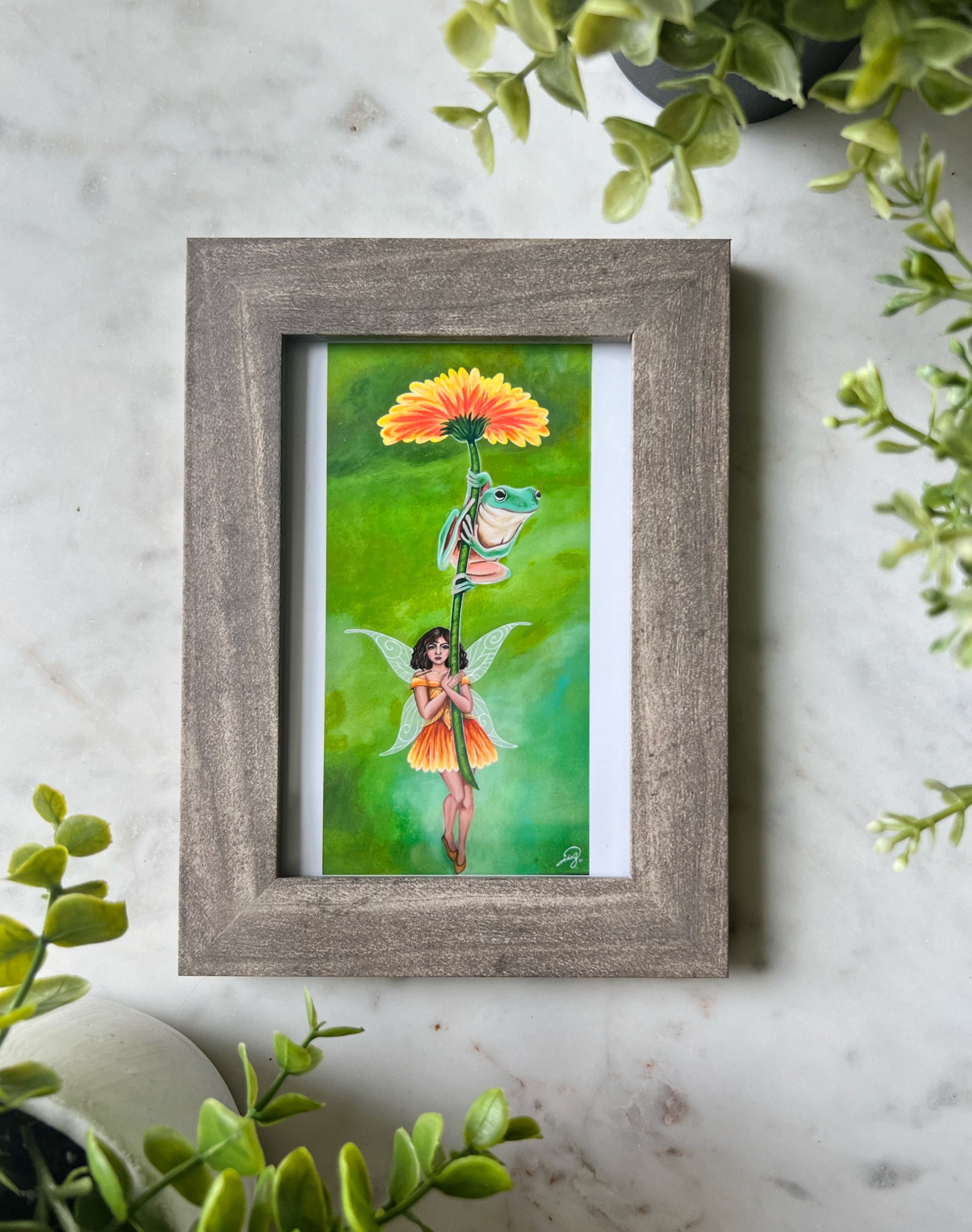 Fairy Art Print ~daisy Fairy and the Frog~ Fairy Art, Whimsical Faerie ...