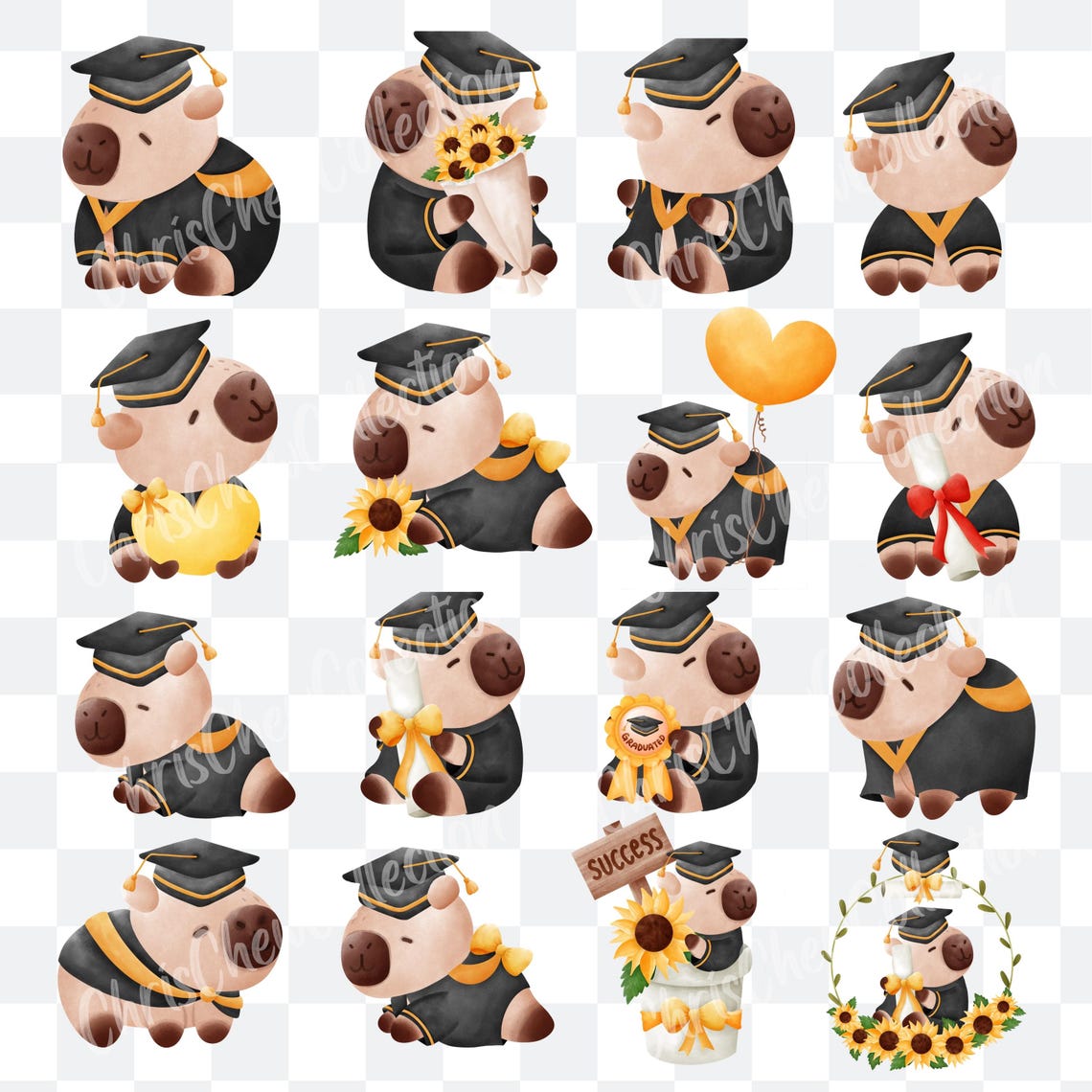 Cute Capybara Graduation 38 PNG\ Capybara Clipart Bundle \ Anime ...