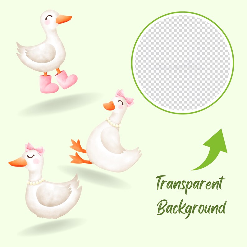 Cute Goose Fun Day Clipart Set PNG Goose Spring Garden Flower 30 PNG ...
