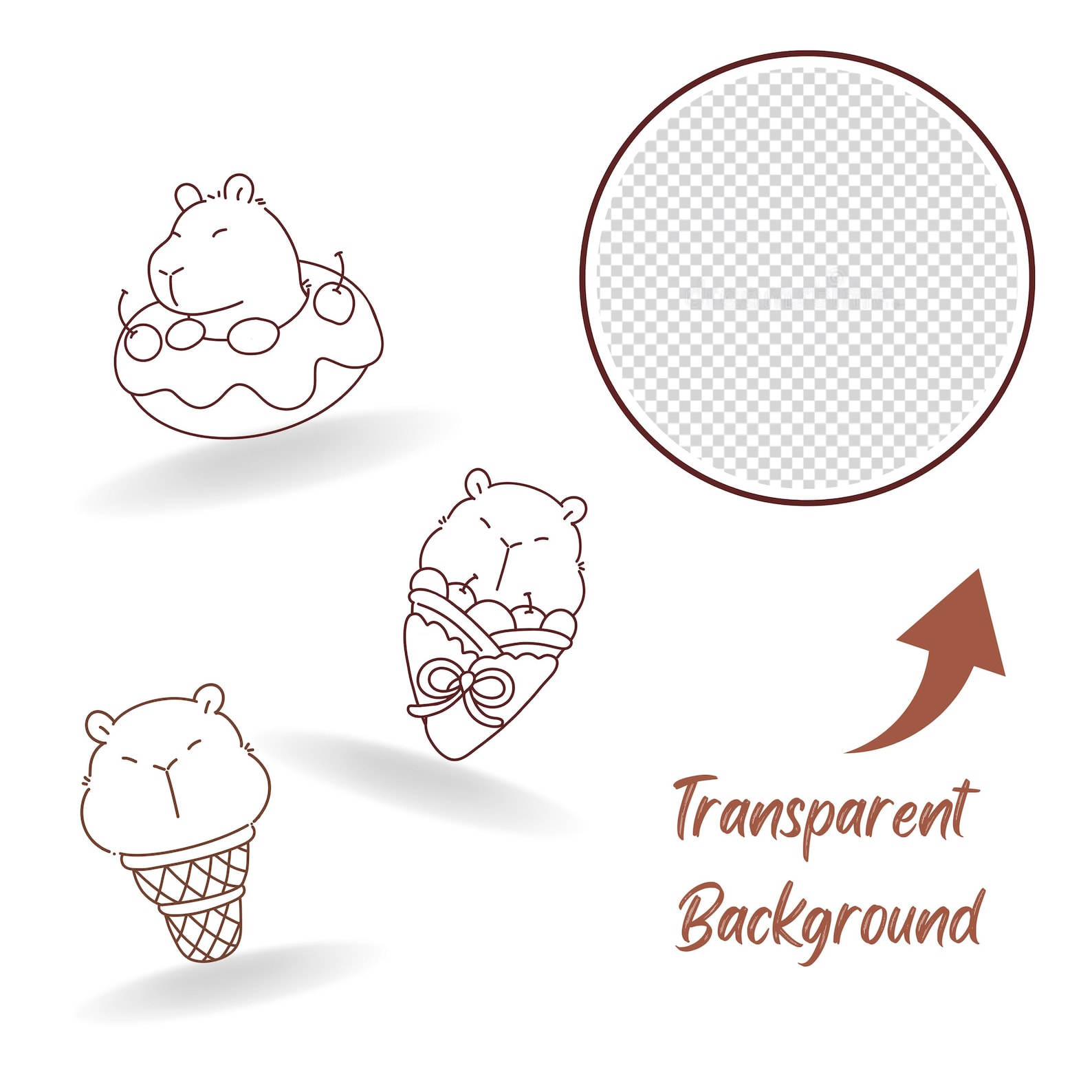 Capybara Line Clipart Cute Clipart Colouring - Etsy