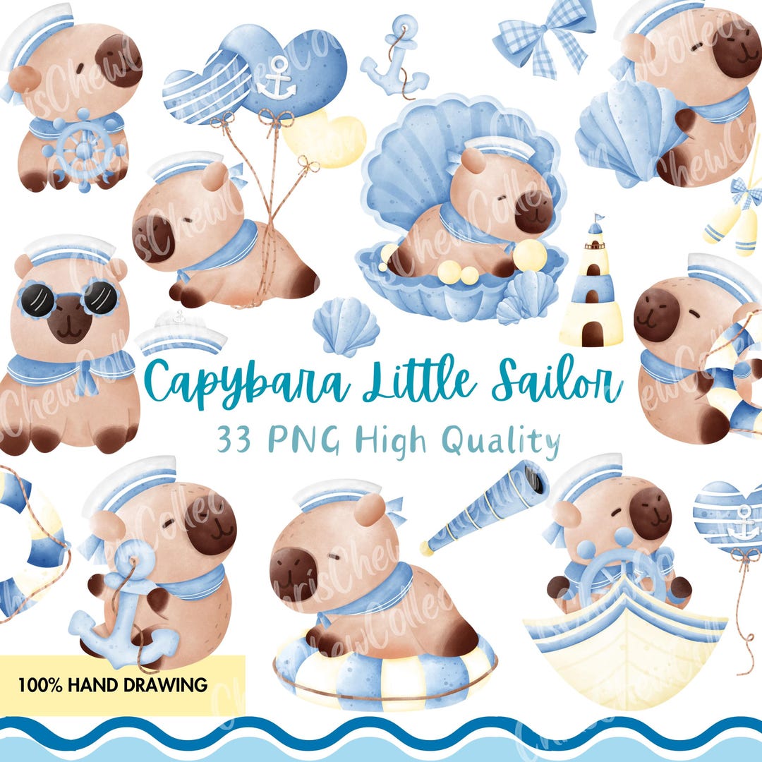 Capybara Little Sailor Clipart 33PNG Capybara Clipart Bundle \ Anime ...