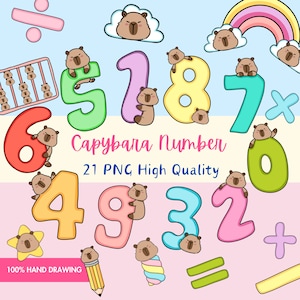 Capybara Numbers Clipart,number Clipart, Honey Numbers,sweet Numbers ...