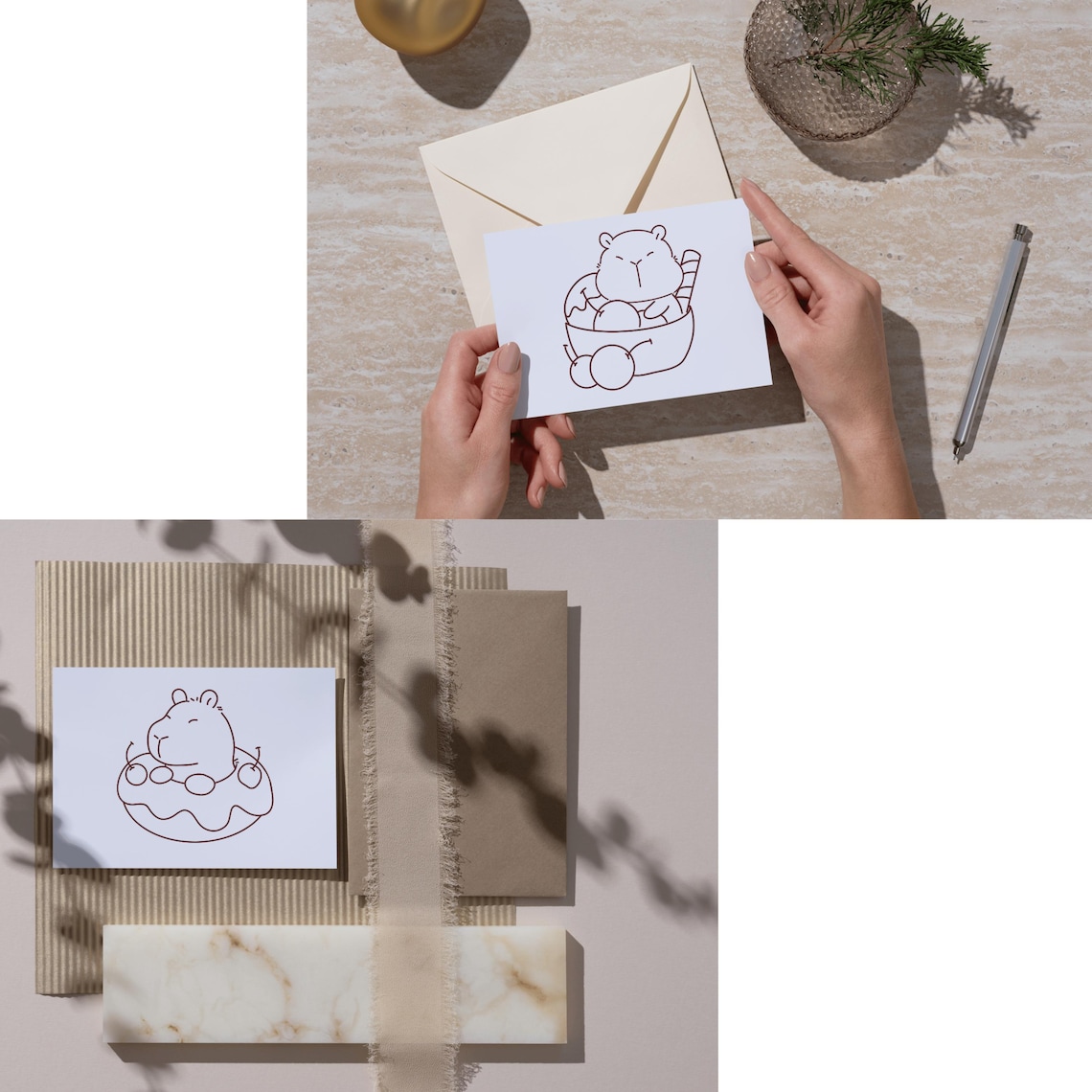 Capybara Line Clipart Cute Clipart Colouring - Etsy