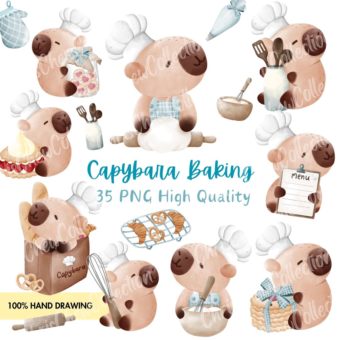 Capybara Cute Baking Clipart 35png - Etsy