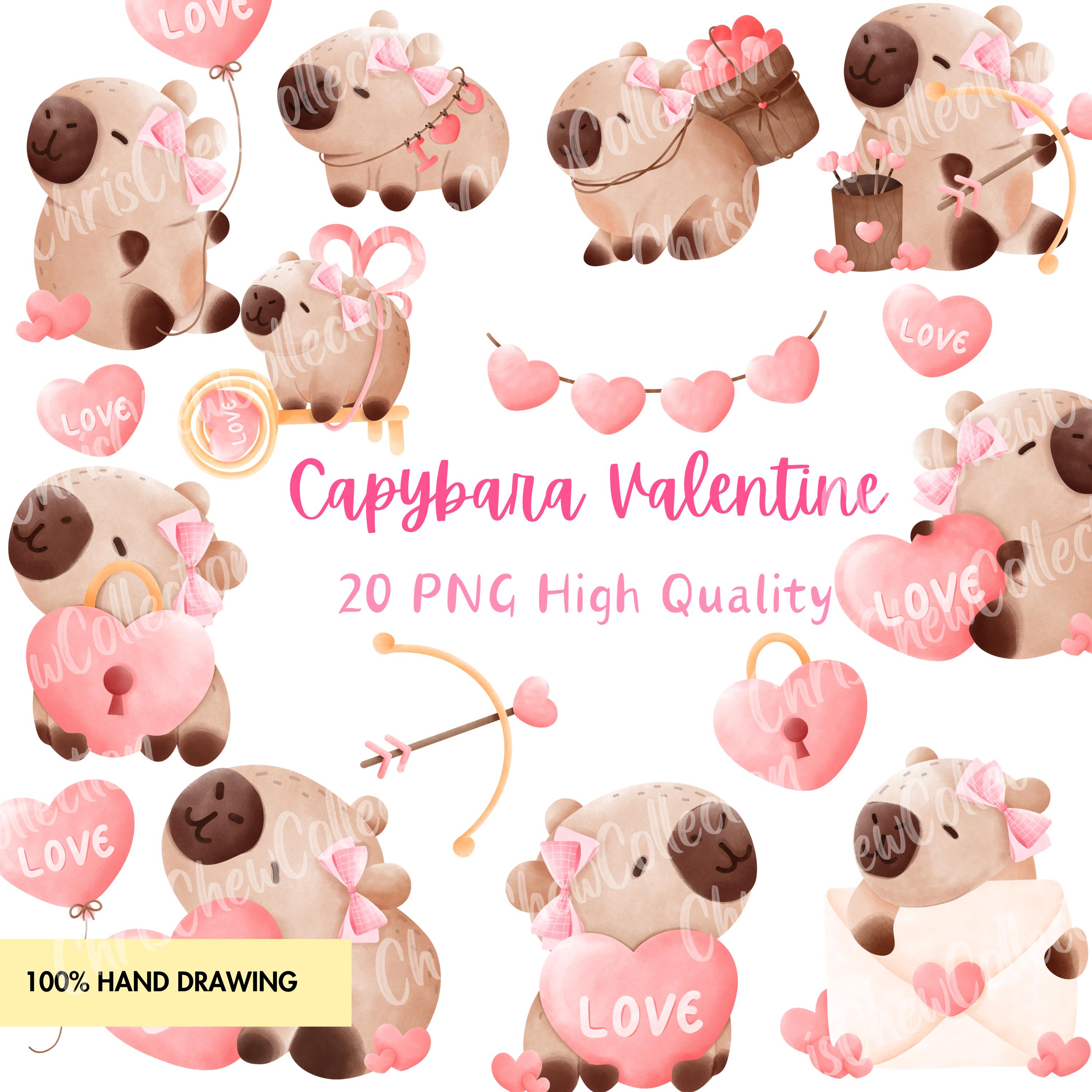 Capybara Valentine Cute Clipart 20PNG Capybara Clipart Bundle \ Anime ...