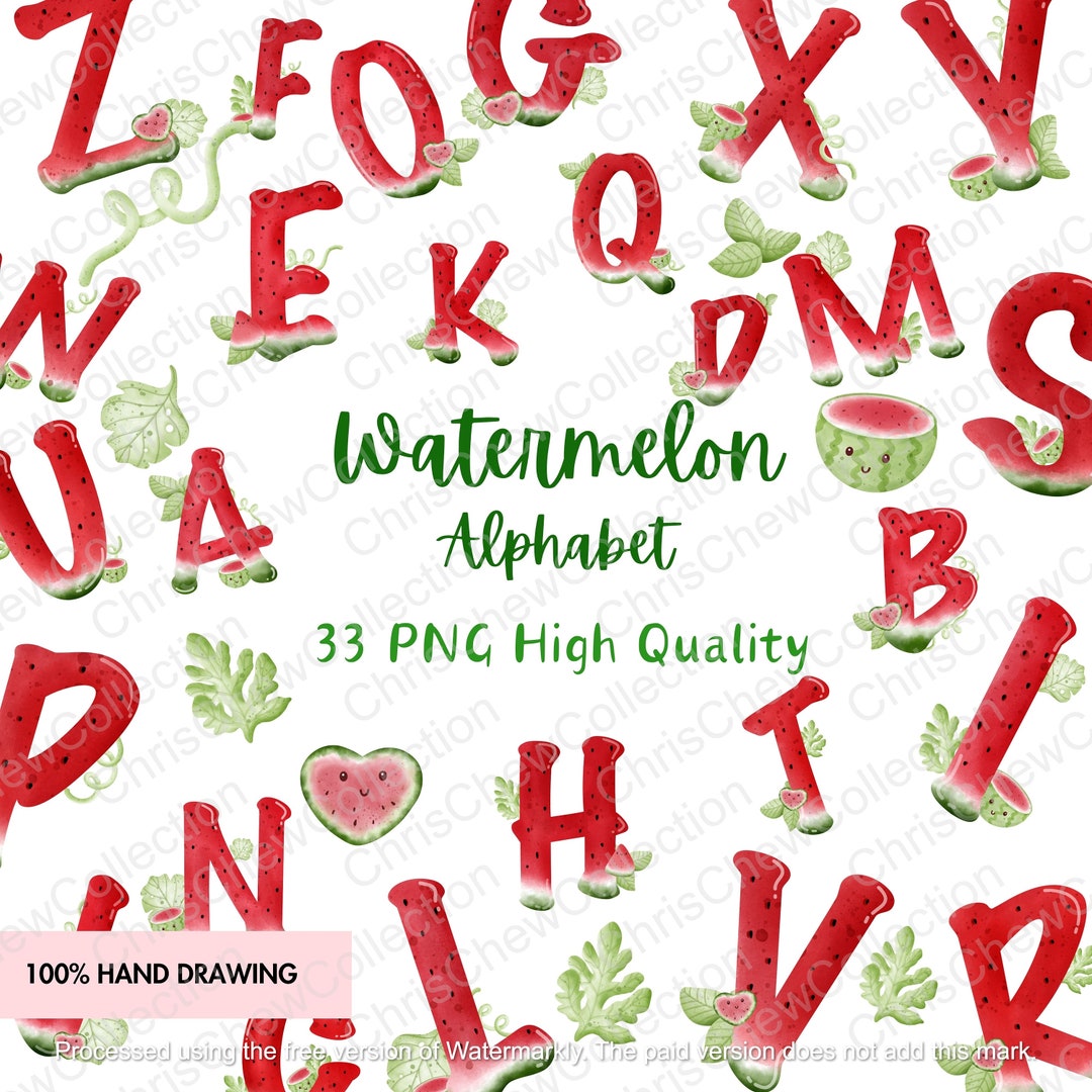 Watermelon Alphabet, Watermelon Font, Letter, Hand Drawing, Watermelon ...