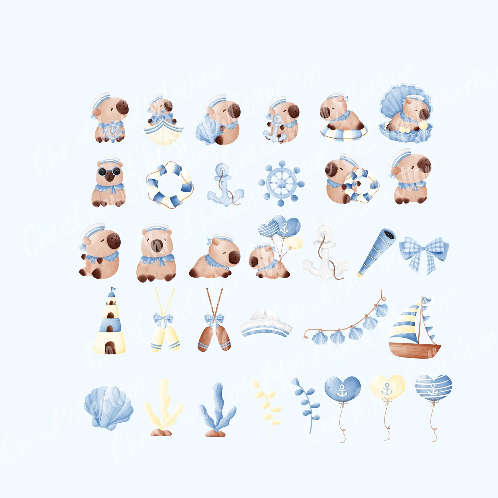 Capybara Little Sailor Clipart 33PNG Capybara Clipart Bundle \ Anime ...