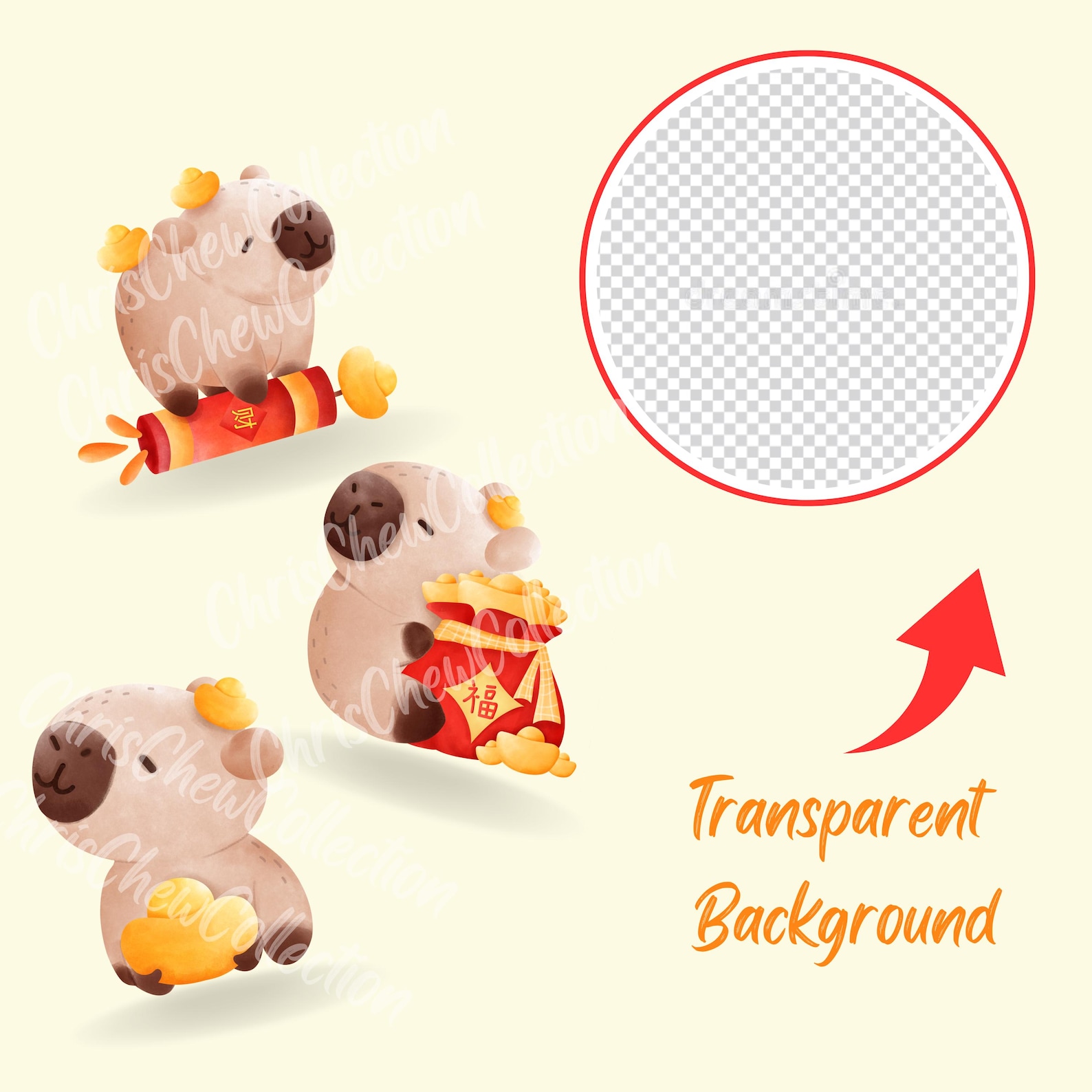 26PNG Capybara Chinese New Tear Lunar Year Cute Clipart - Etsy