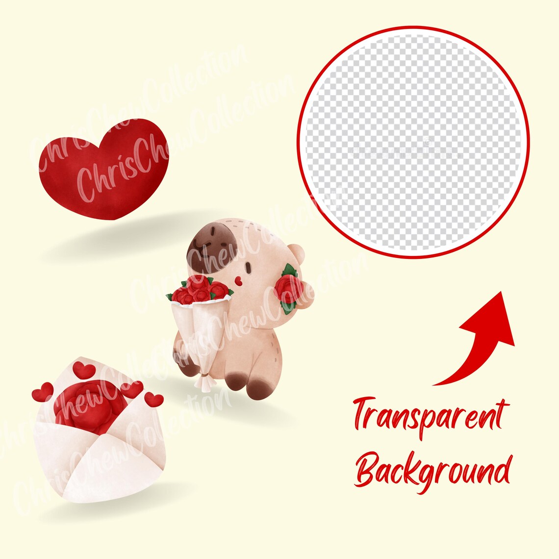 Capybara Roses Valentine Cute Clipart 20PNG Capybara Clipart Bundle ...