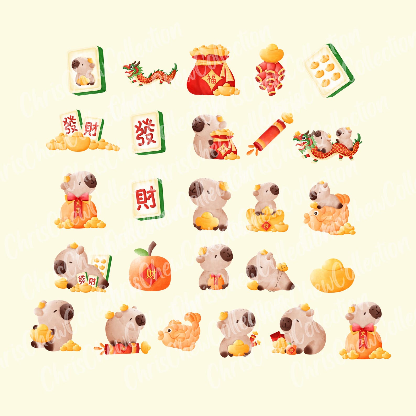 26PNG Capybara Chinese New Tear Lunar Year Cute Clipart - Etsy