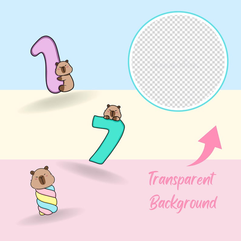 Capybara Numbers Clipart,number Clipart, Honey Numbers,sweet Numbers ...