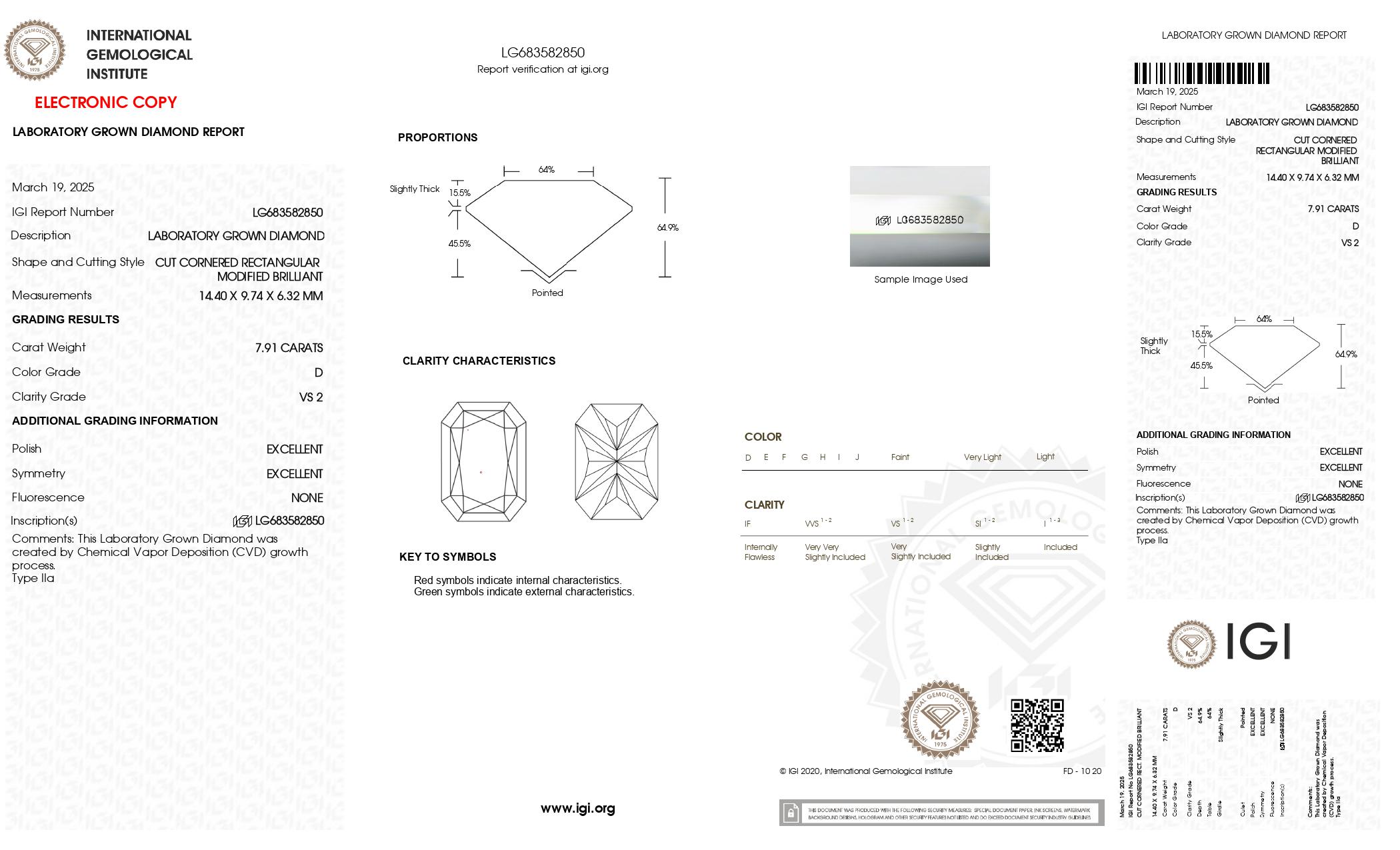 7.91ct Radiant Lab Grown Diamond | D Color VS2 Clarity | IGI Certified ...