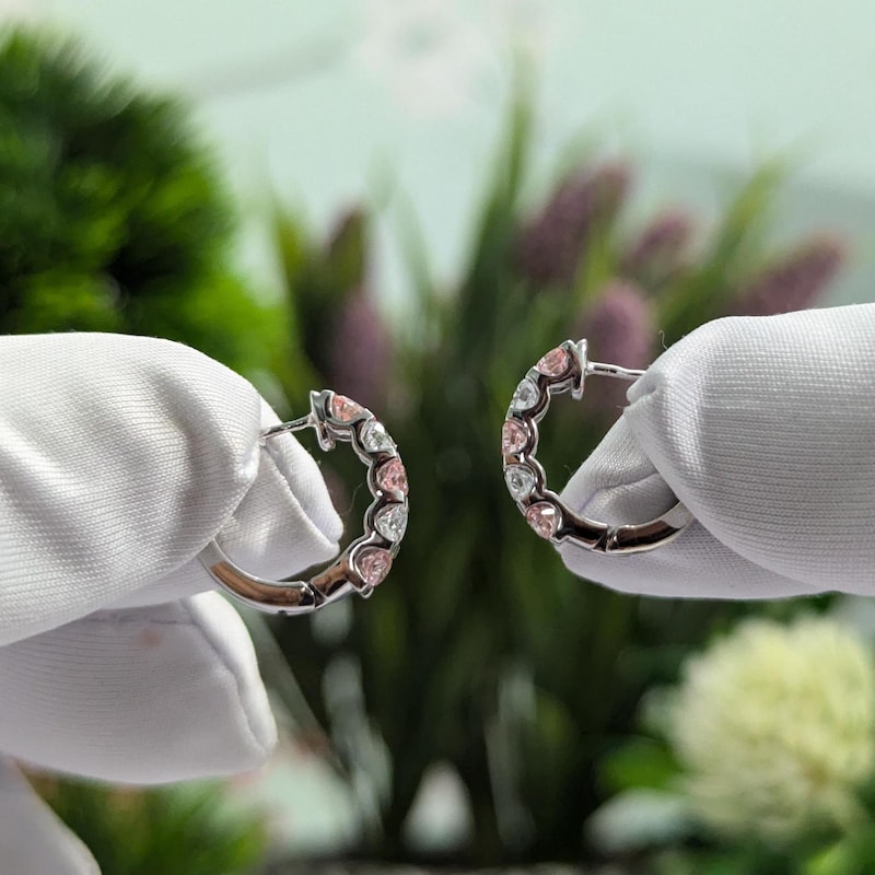 Diamond Hoop Earrings - Etsy