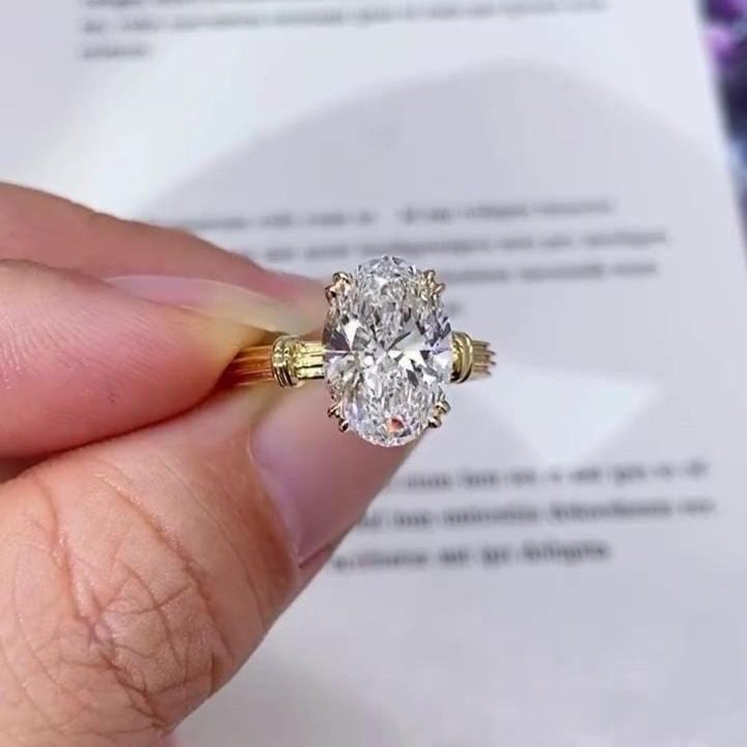 Oval 3.00ct Lab Diamond Vintage Gold Solitaire Ring | IGI Certified ...
