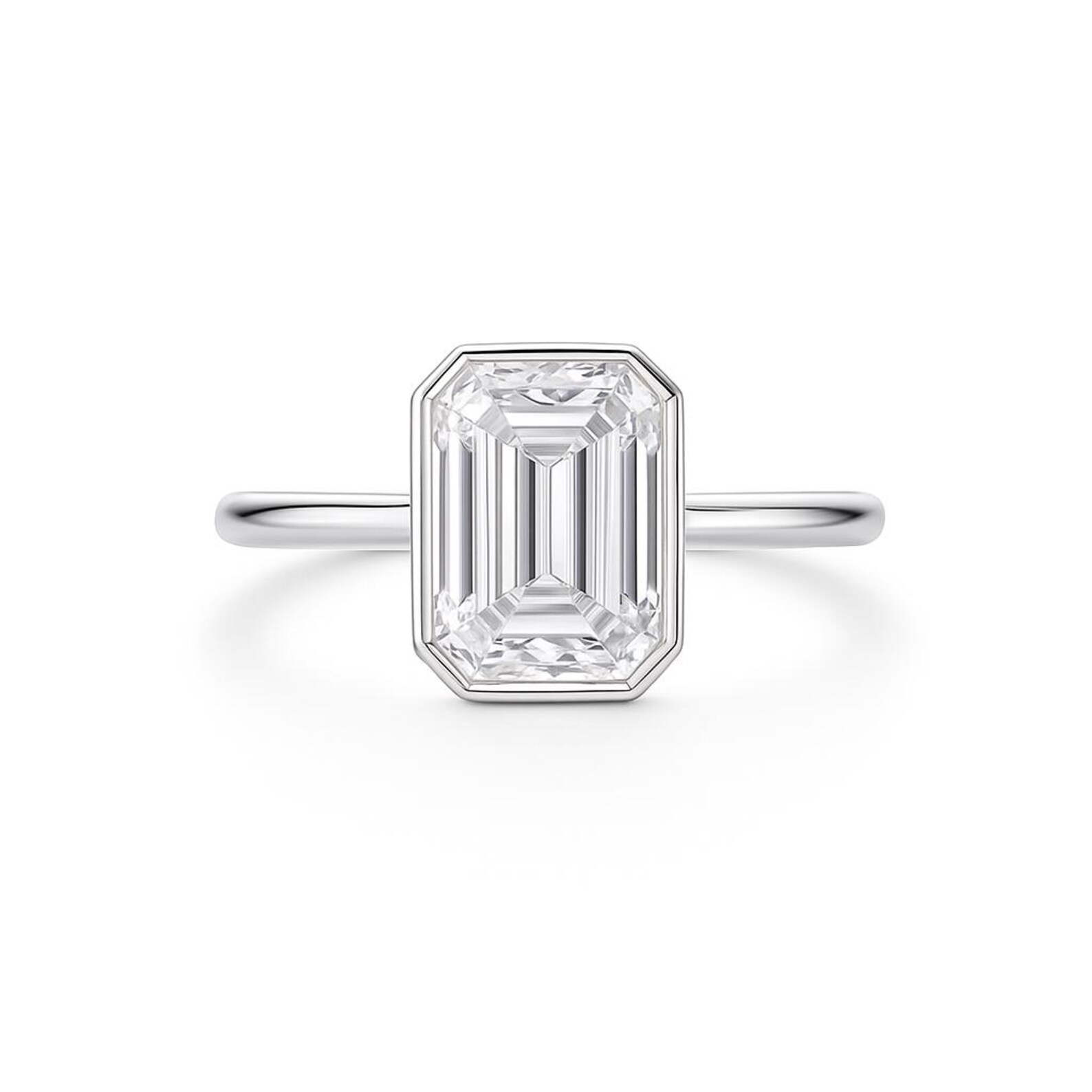 2.00tcw Emerald Lab Grown Diamond Bezel Set Pavé Engagement Ring | IGI ...