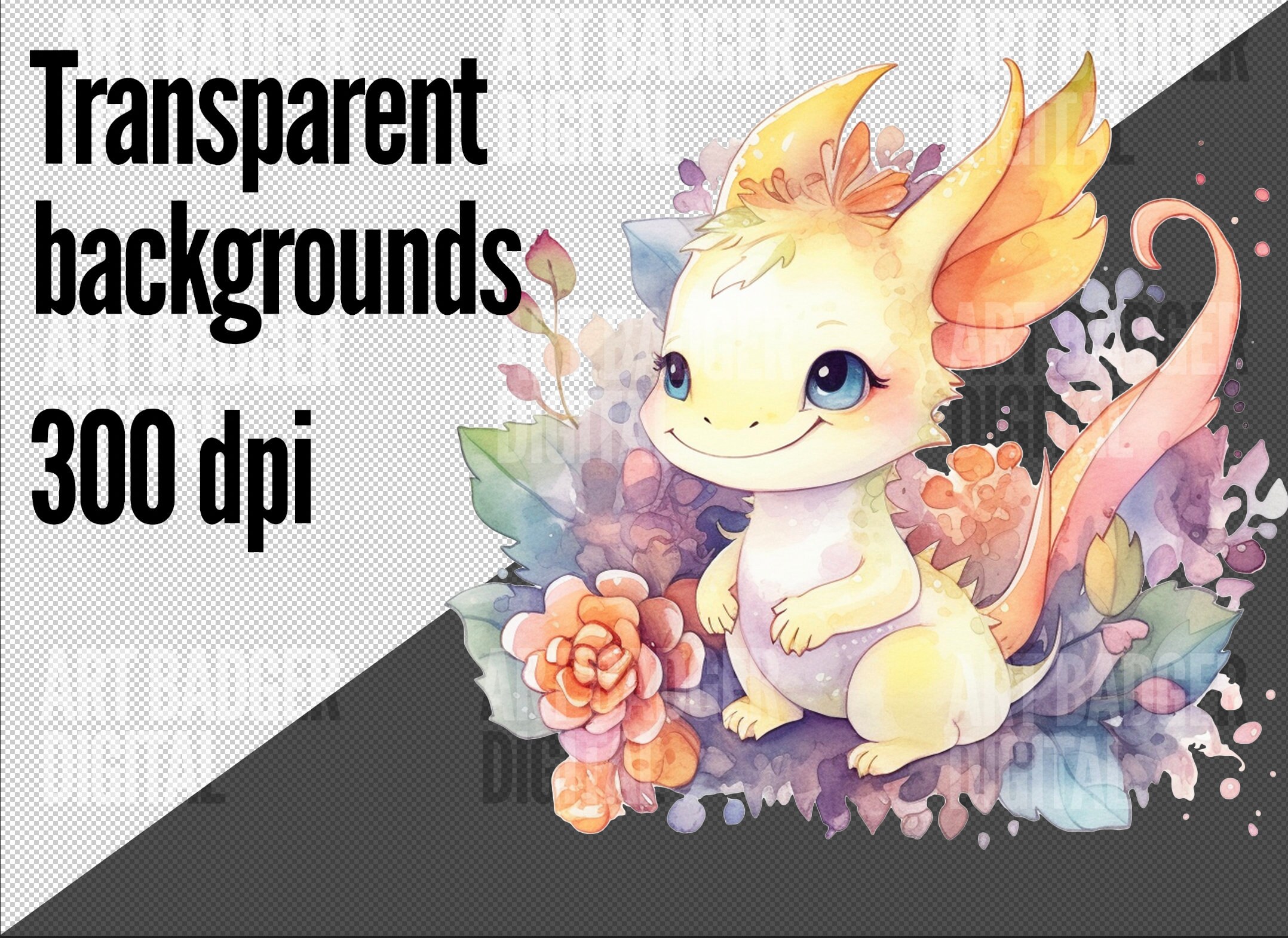 Watercolor Baby Dragon Clipart Bundle, Fantasy Clipart, Dragon PNG ...