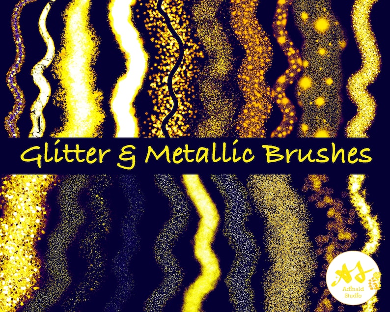 GLITTER & METALLIC Brushes Procreate, Sparkle Brushes Procreate ...