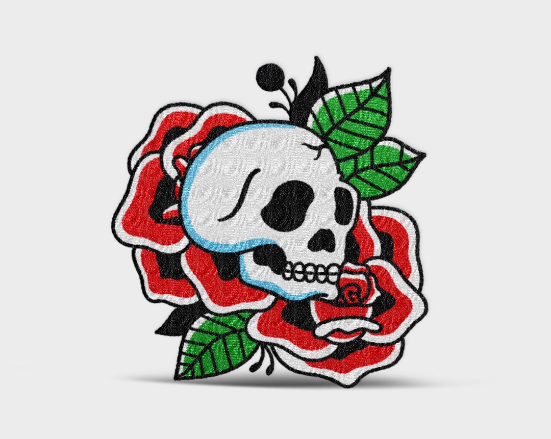 Skull Rose Tattoo by Primitiv Art PES and DST File - Etsy