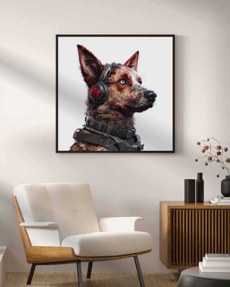 Australian Cattle Dog Cyberpunk Art Print, Red Heeler ACD Painting Wall ...