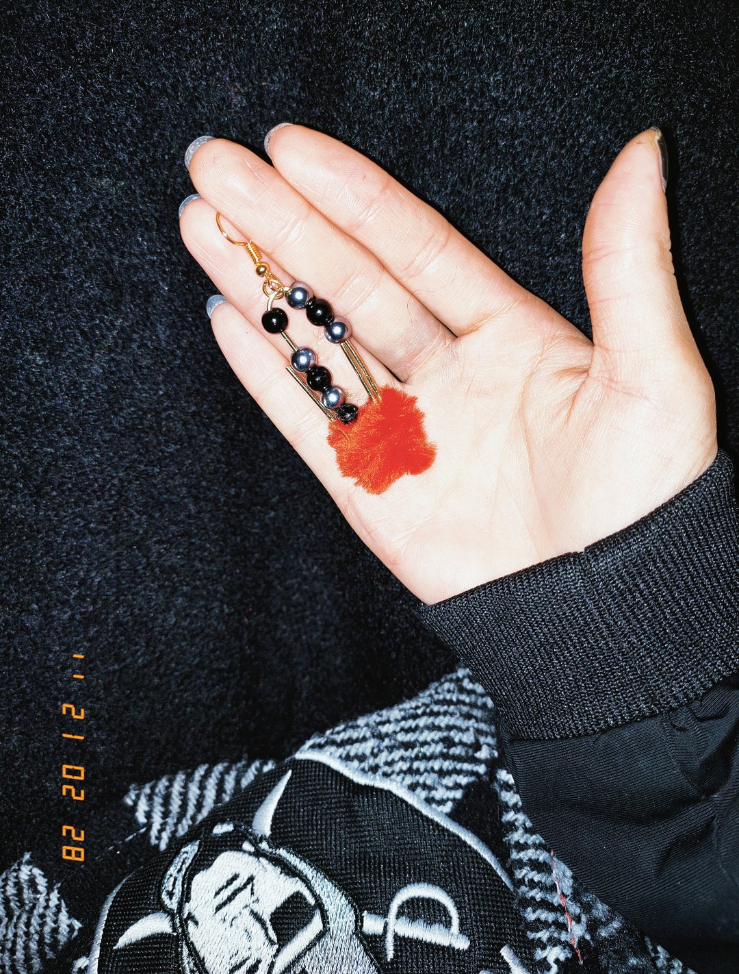 Wednesday Addams Inspired Black and White Beaded Earring Upcycled With ...