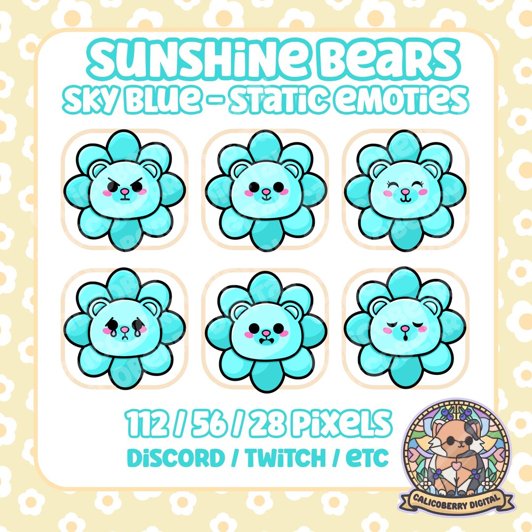 Sunshine Bear Twitch Emotes: Sky Blue Kawaii Icons (digital Download ...