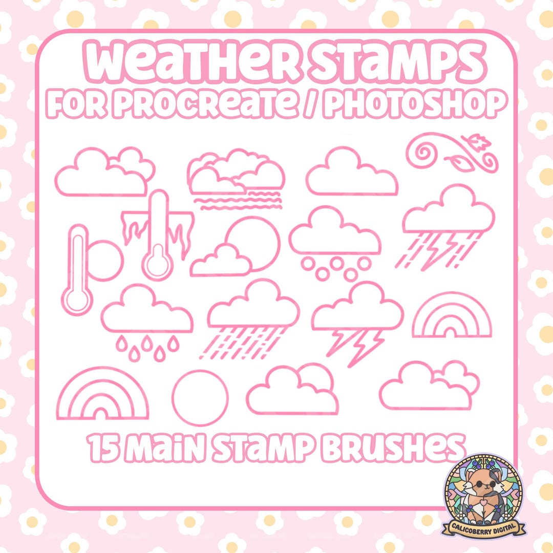 Weather Procreate \ Photoshop Stamp Brushes, Weather Themed Procreate ...