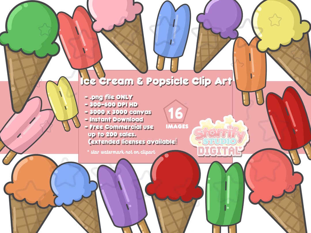 Ice Cream & Popsicle Clip Art Cute Summer Clip Art Ice Cream - Etsy