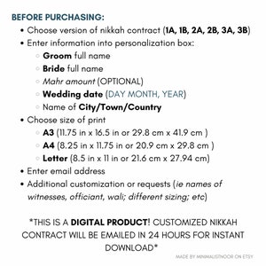 Nikkah Contract Custom Nikkah Nama Islamic Wedding Contract ...