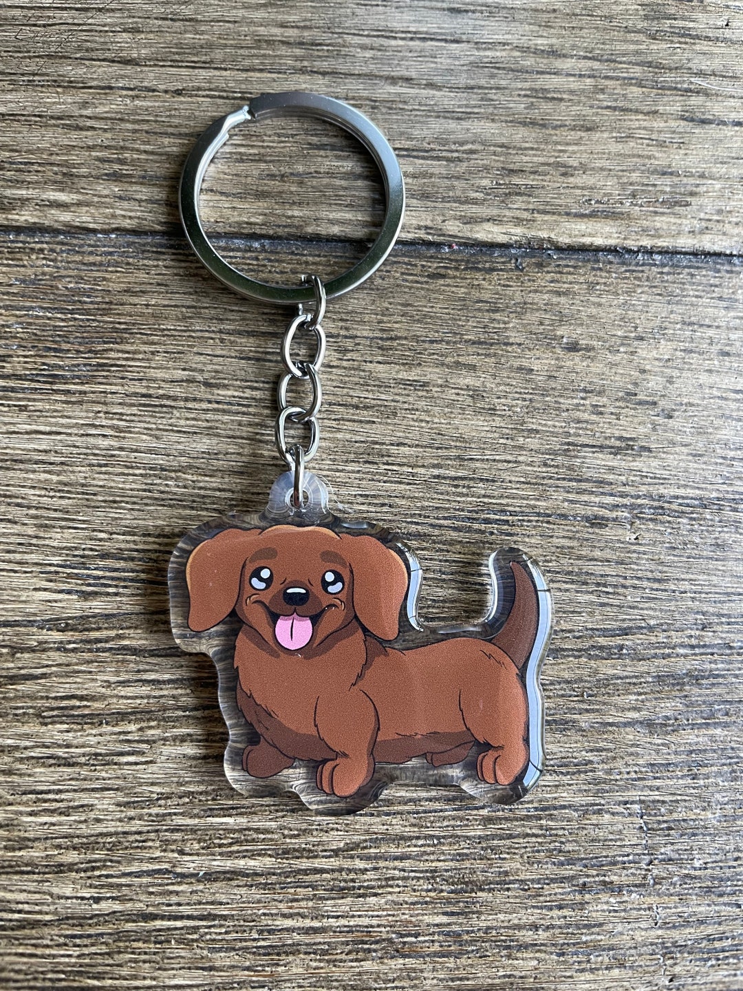 2 Inch Clear Acrylic Keychains - Brown Dachshund - Cute Dogs, Puppies ...