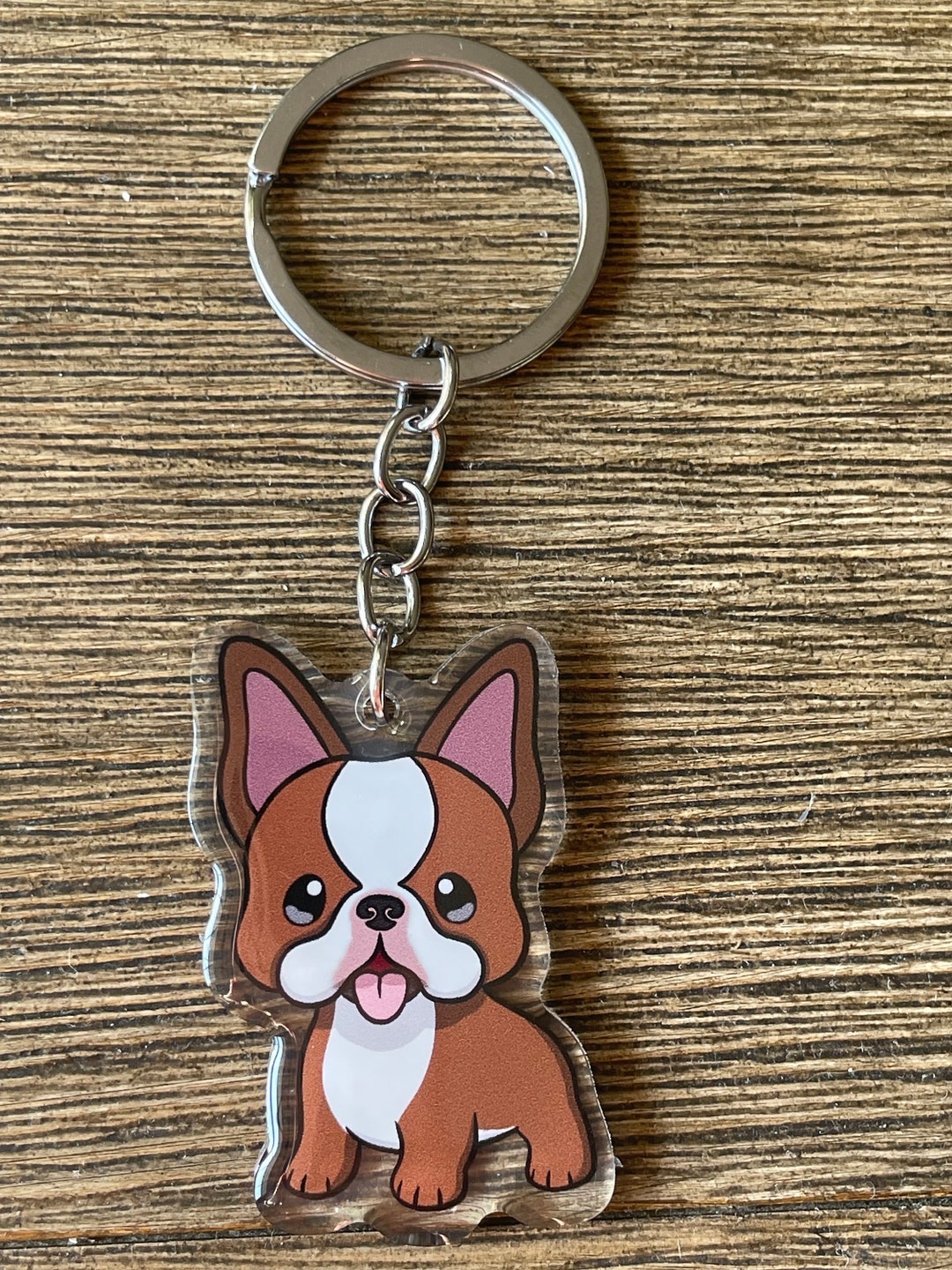 2 Inch Clear Acrylic Keychains - Brown Boston Terrier - Cute Dogs ...