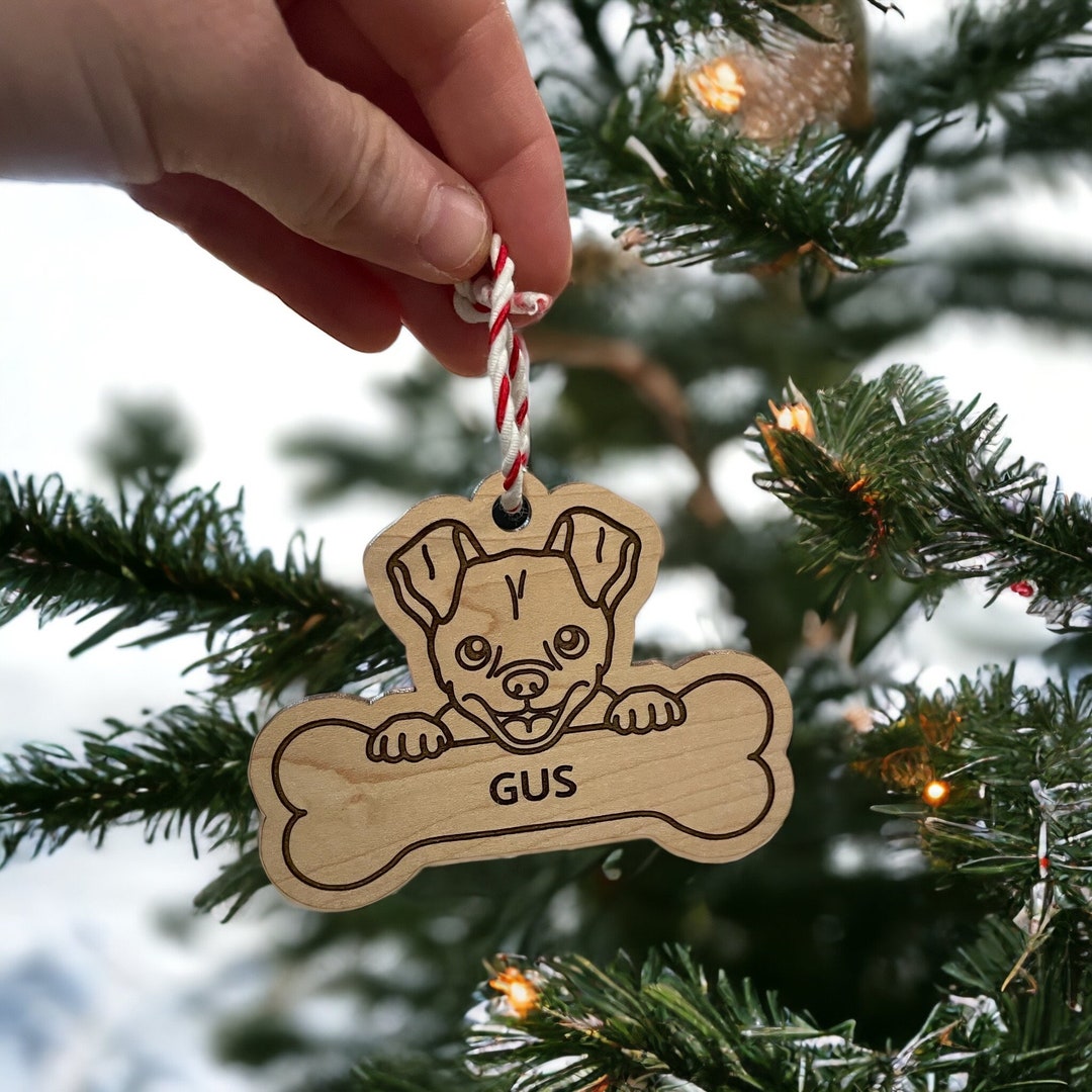 3 Inch Personalized Wooden Min Pin/pug Mix Ornament - Dog Ornament ...