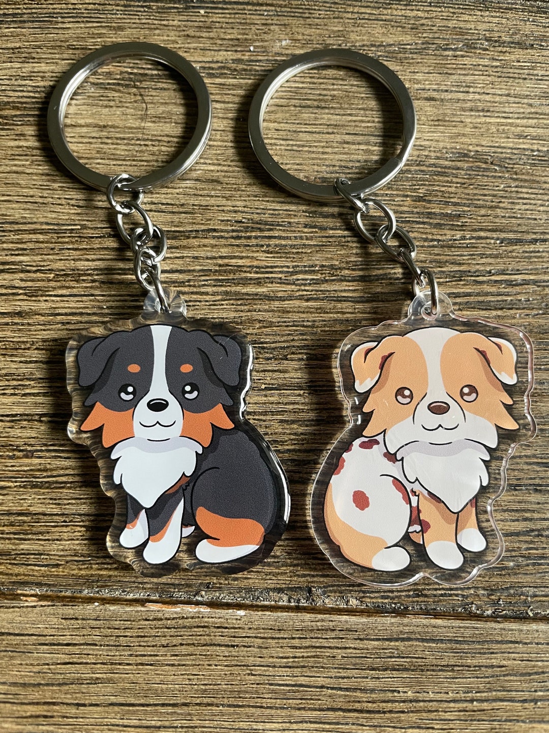 2 Inch Clear Acrylic Keychains Australian Shepherd No Tail Cute Dogs ...