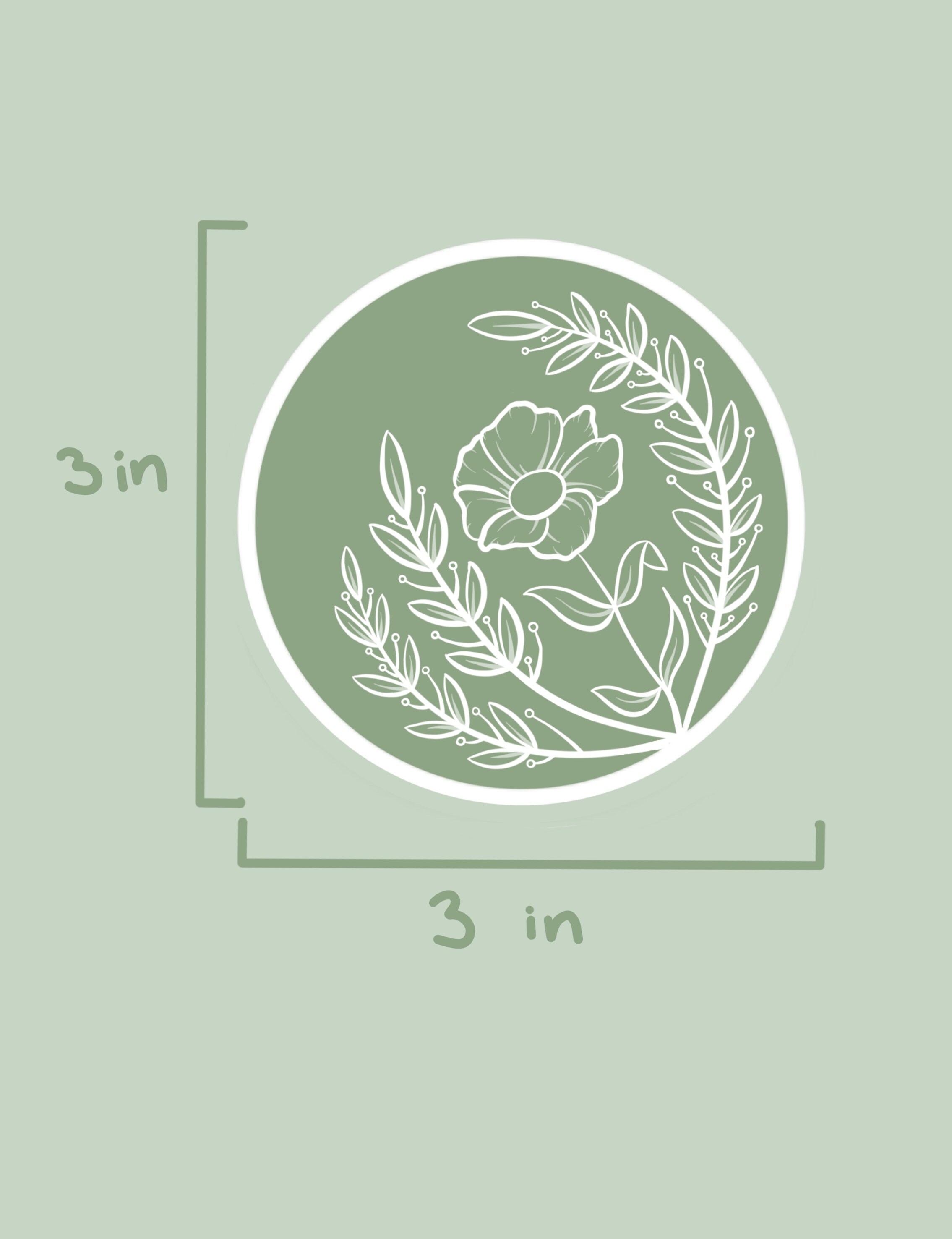 Wildflowers Sticker Aesthetic Flower Circle Sticker, Vinyl Wildflower ...