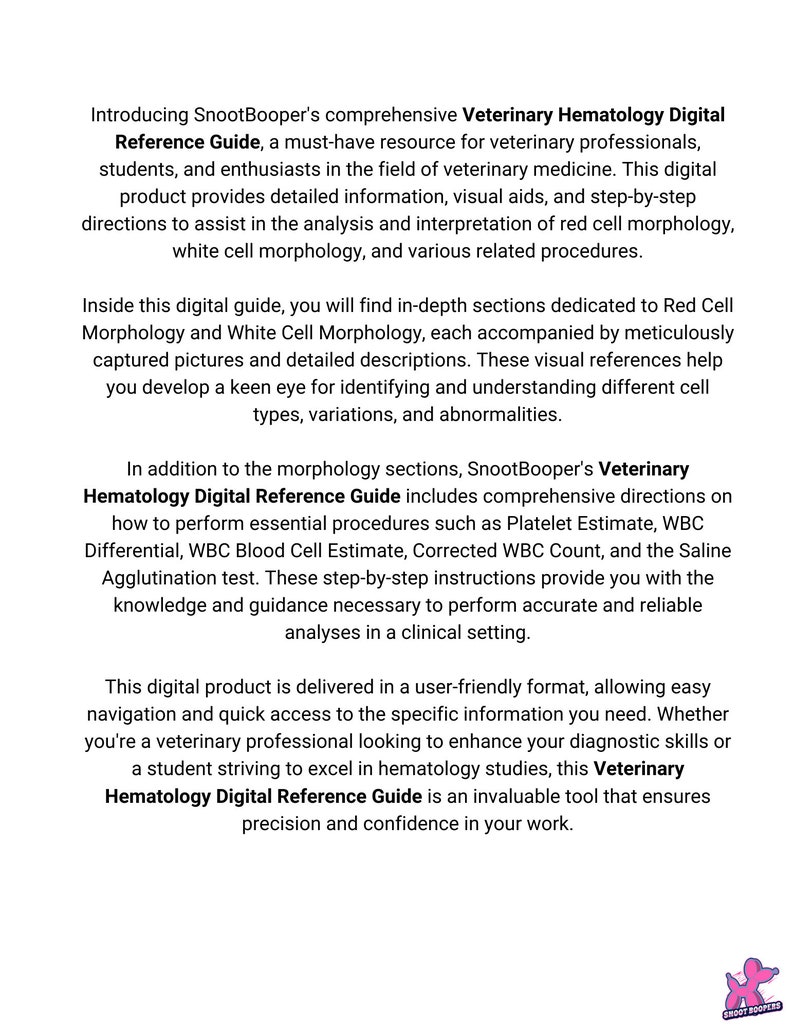 Veterinary Hematology Digital Reference Guide - Etsy