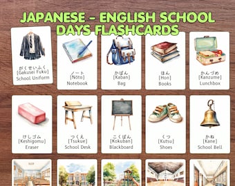 Japanese English Study Kitchen Theme Flashcards Hiragana Cards, Learn ...