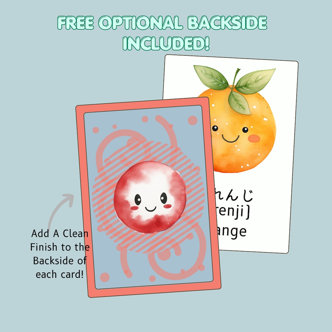 Japanese English Study Kawaii Fruit Flashcards - Hiragana Flashcards ...