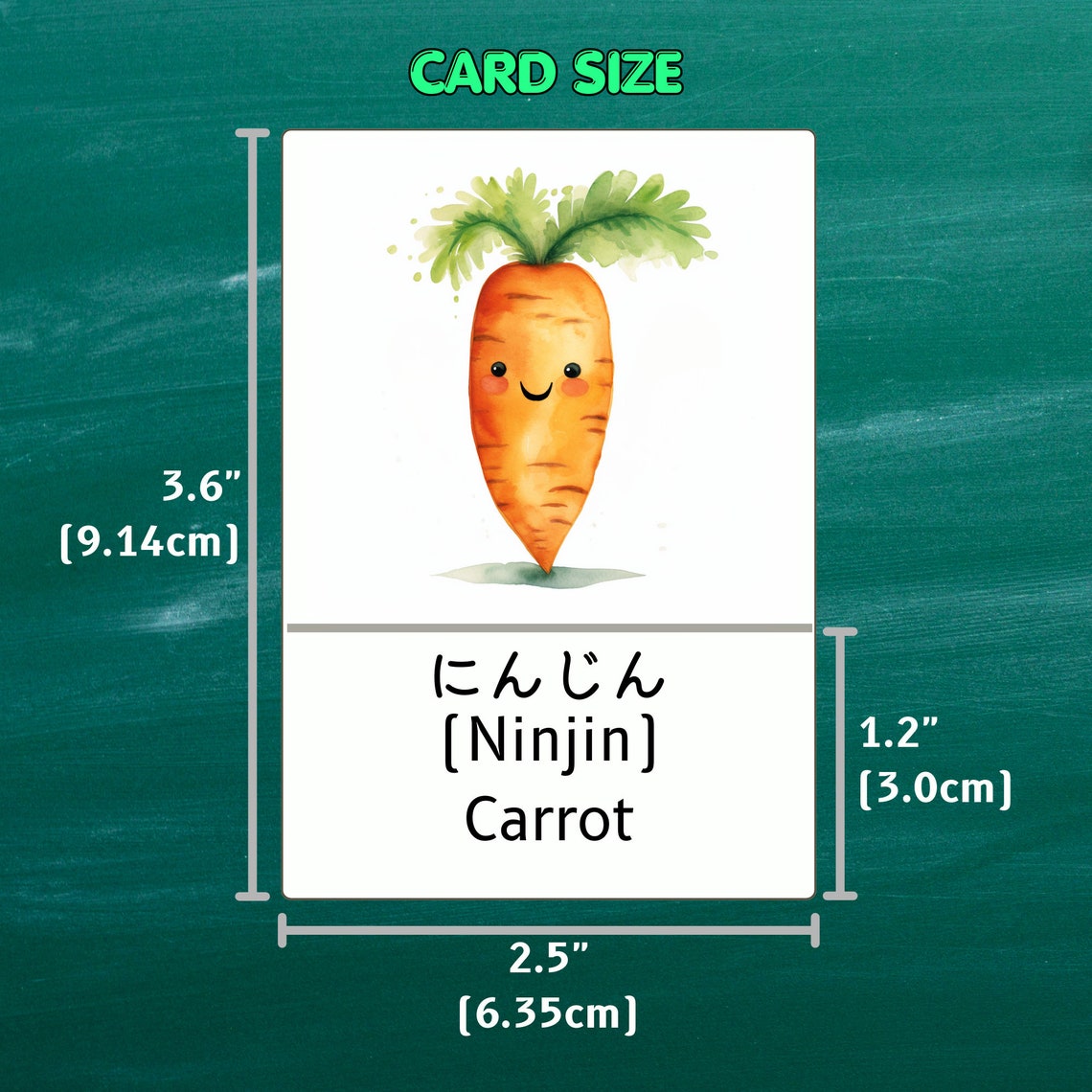 Japanese English Study Kawaii Vegetable Flashcards - Hiragana ...
