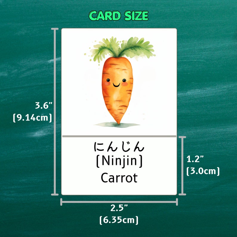 Japanese English Study Kawaii Vegetable Flashcards - Hiragana ...