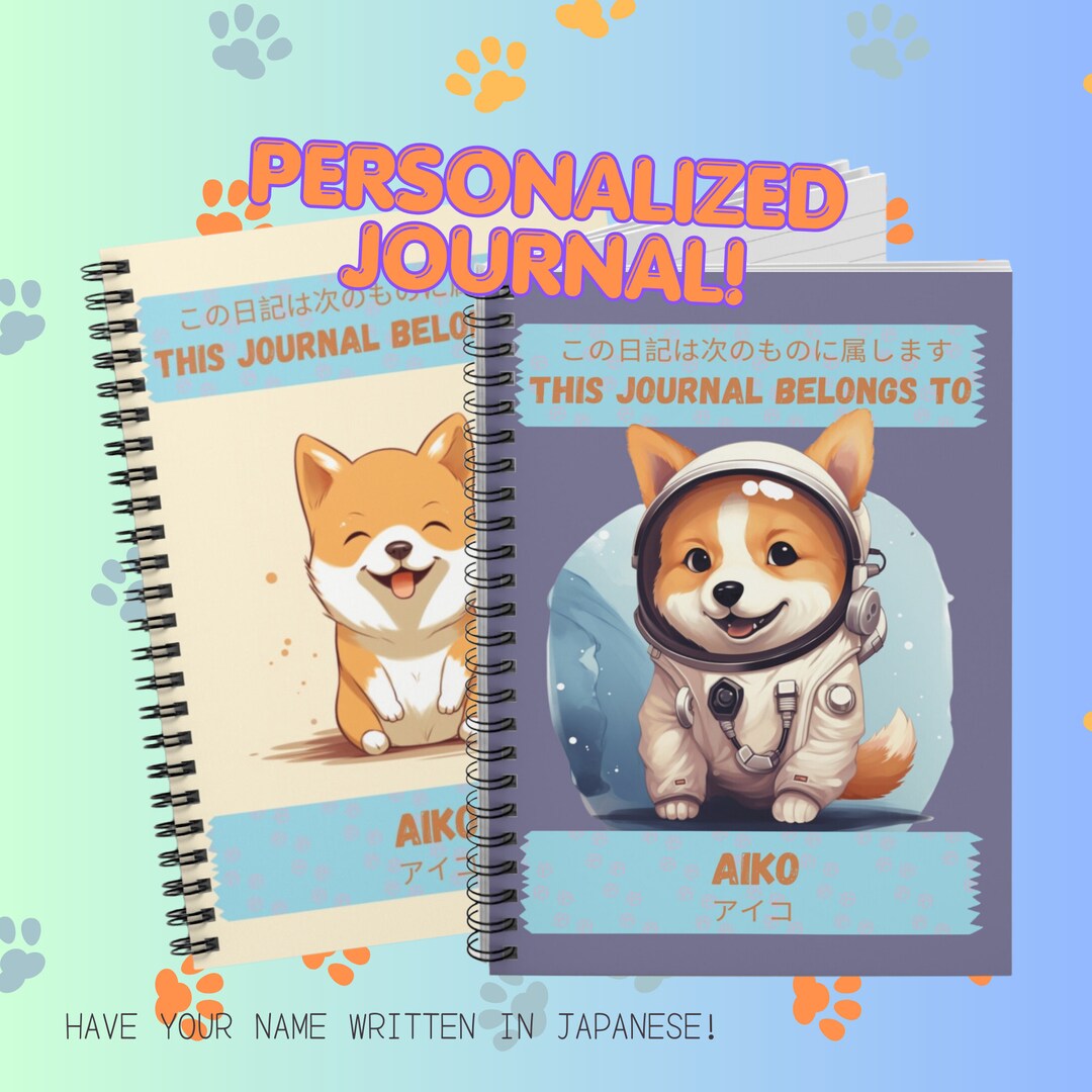 Custom Notebook - Personalized Journal With Beautiful Shiba Inu Themed ...