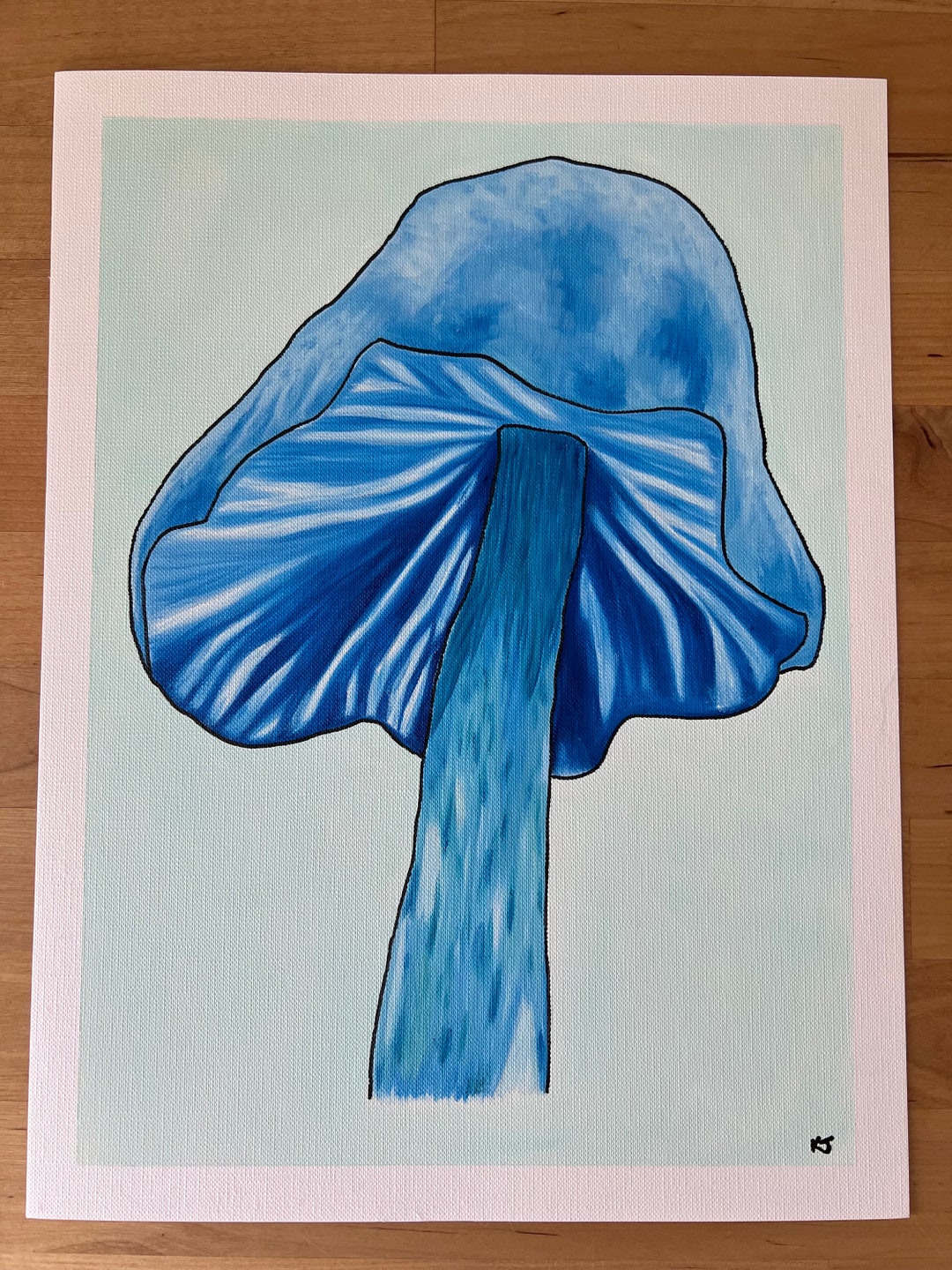 Blue Mushroom, Original Oil Painting on Paper, 9.4x12.6” - Etsy