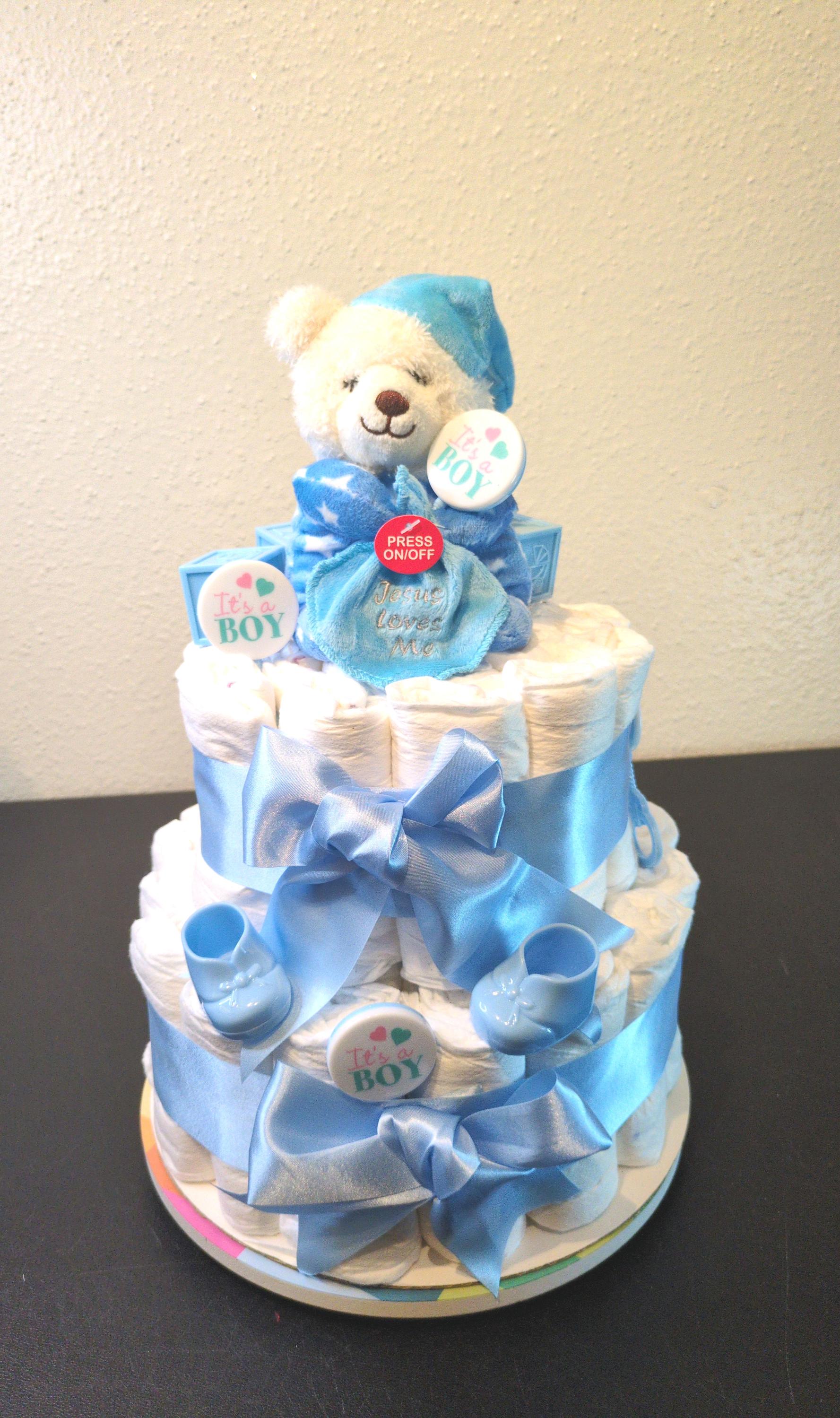 Blue Diaper Cake, Baby Shower Center Piece, ,satin Blue Diaper Cake - Etsy