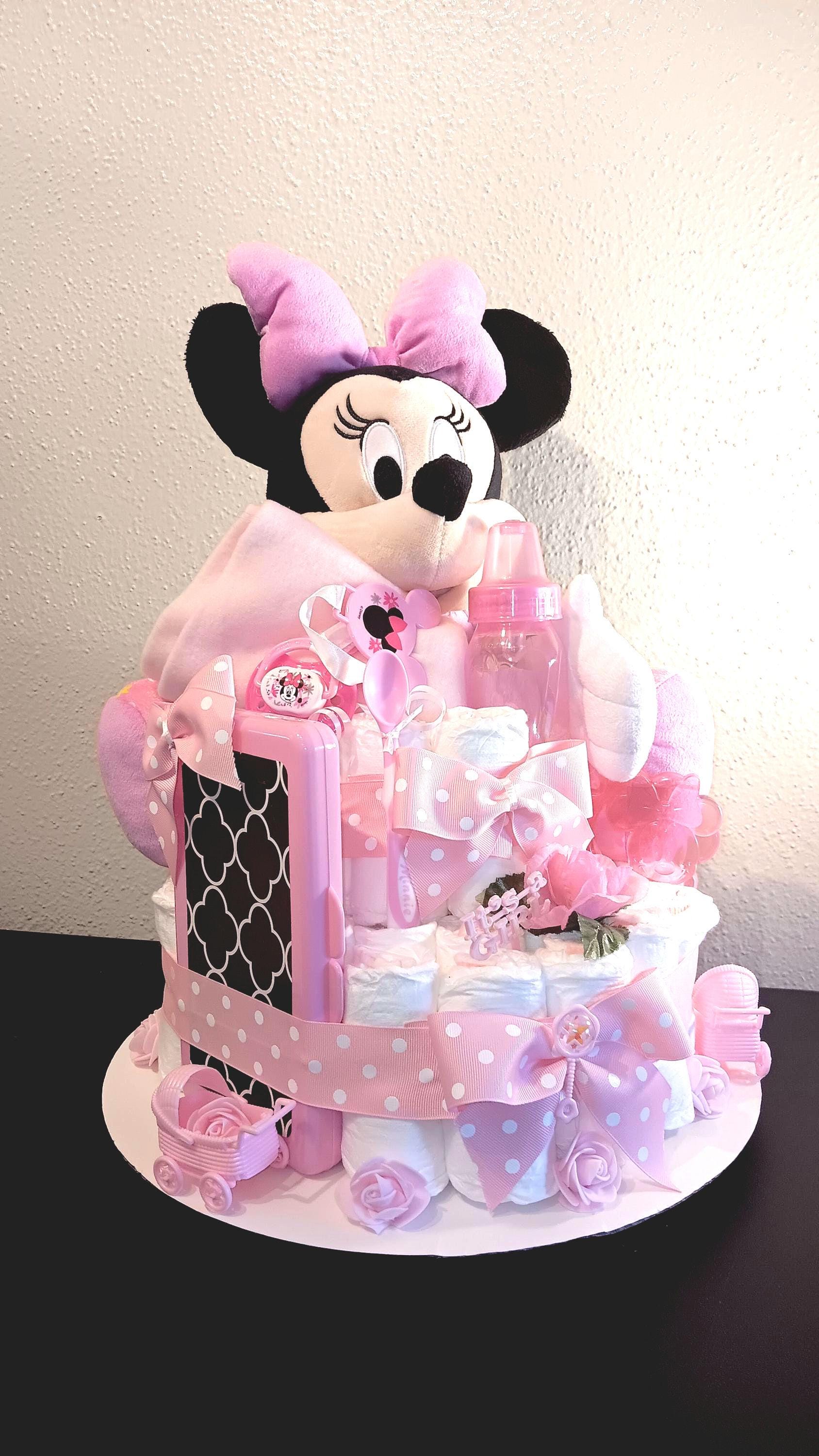 Minnie Mouse Diaper Cake, Baby Shower Center Piece, Baby Giirl Gift - Etsy