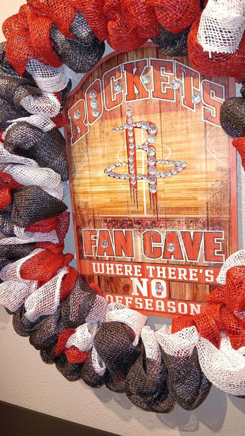 Houston Rockets Basketball Team Wreath,blinged Out Red, Black & White ...