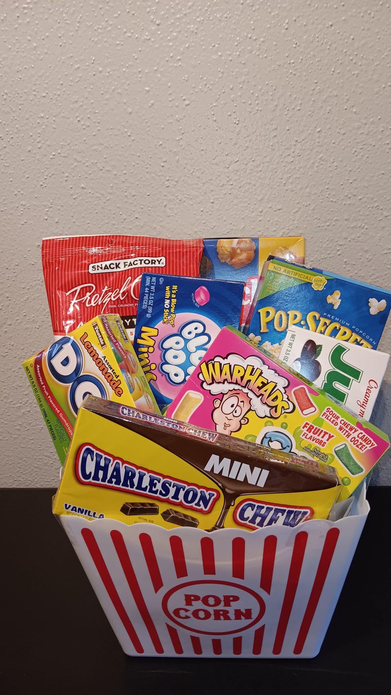 Movie Night Snack Basket,original Snack Basket,sleep Over Party Basket ...