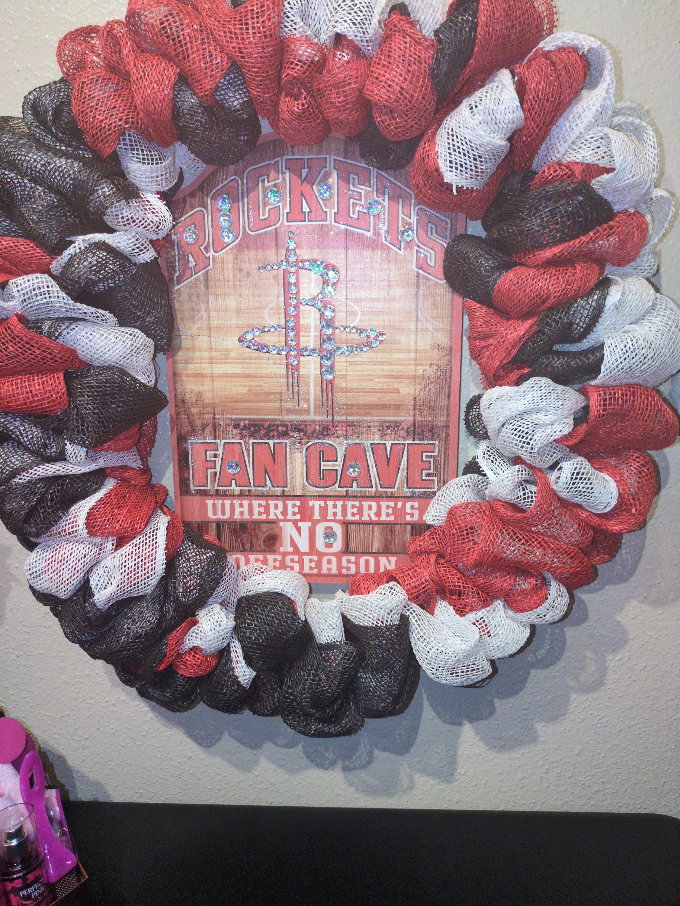 Houston Rockets Basketball Team Wreath,blinged Out Red, Black & White ...