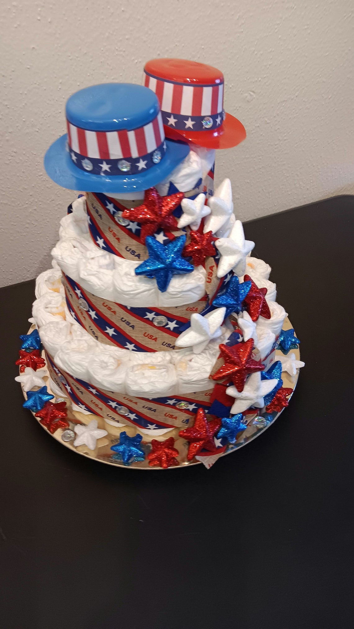 Patriotic Themed Diaper Cake, Baby Shower Center Piece,unisex Baby ...