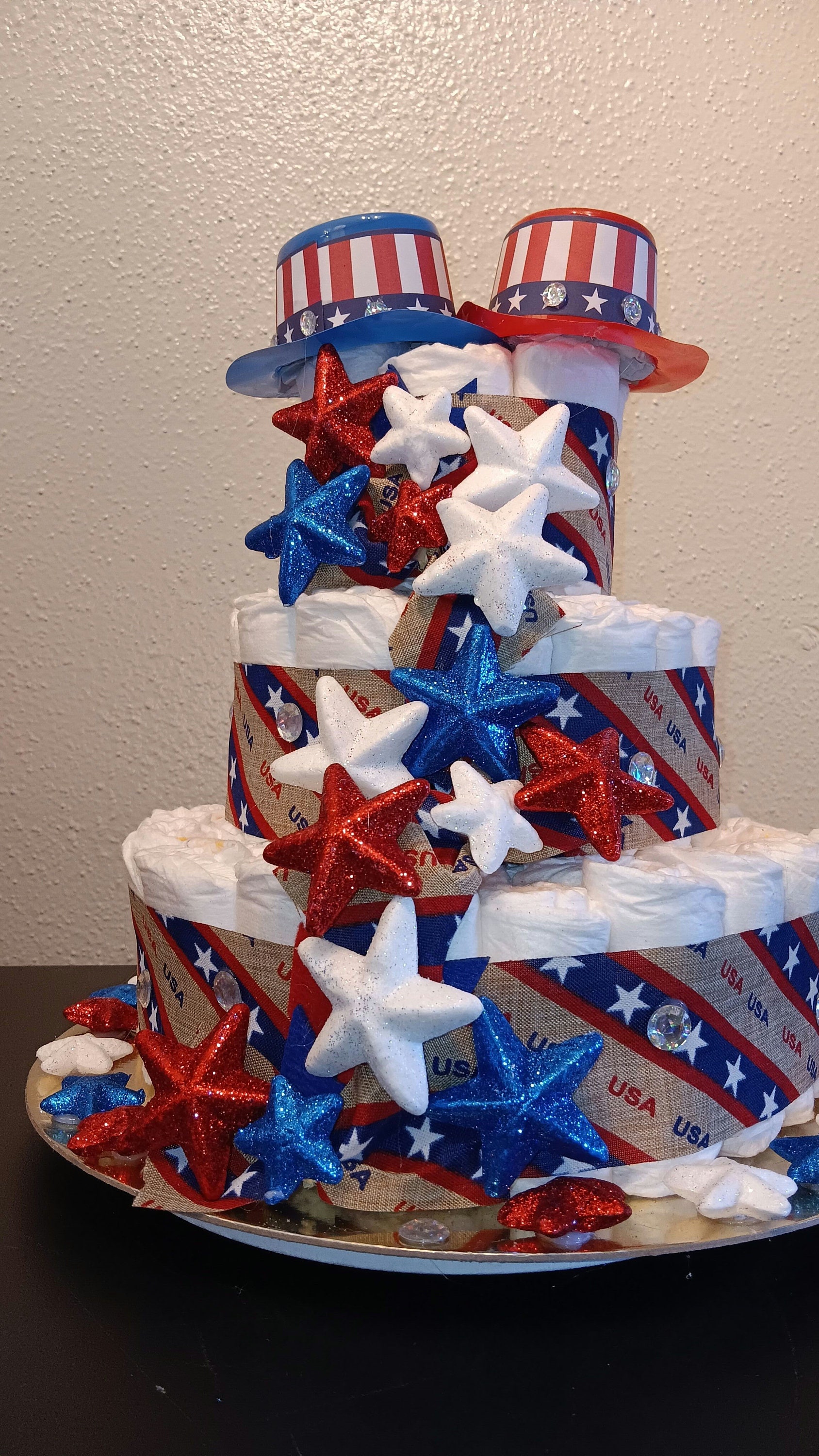 Patriotic Themed Diaper Cake, Baby Shower Center Piece,unisex Baby ...