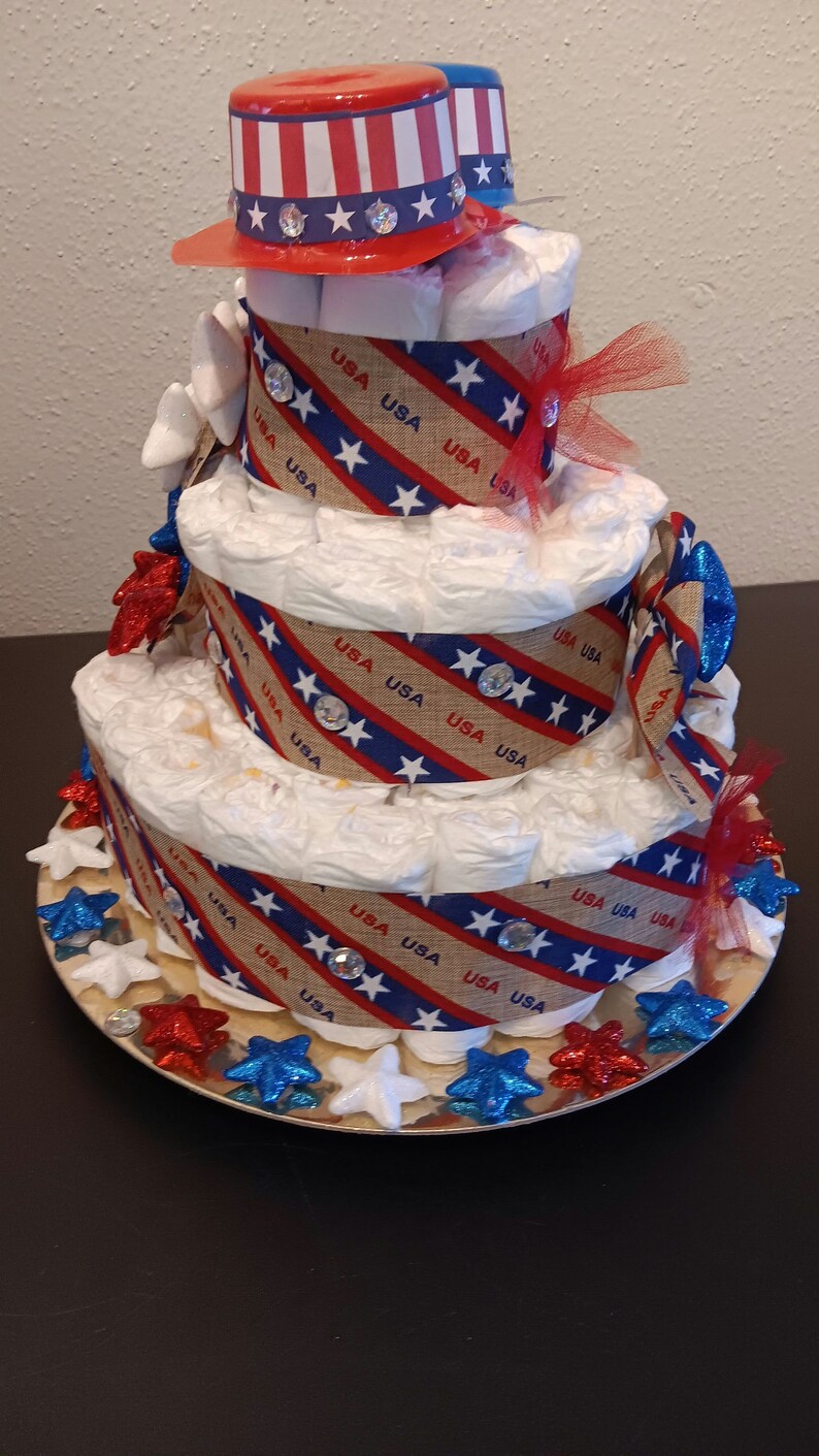 Patriotic Themed Diaper Cake, Baby Shower Center Piece,unisex Baby ...